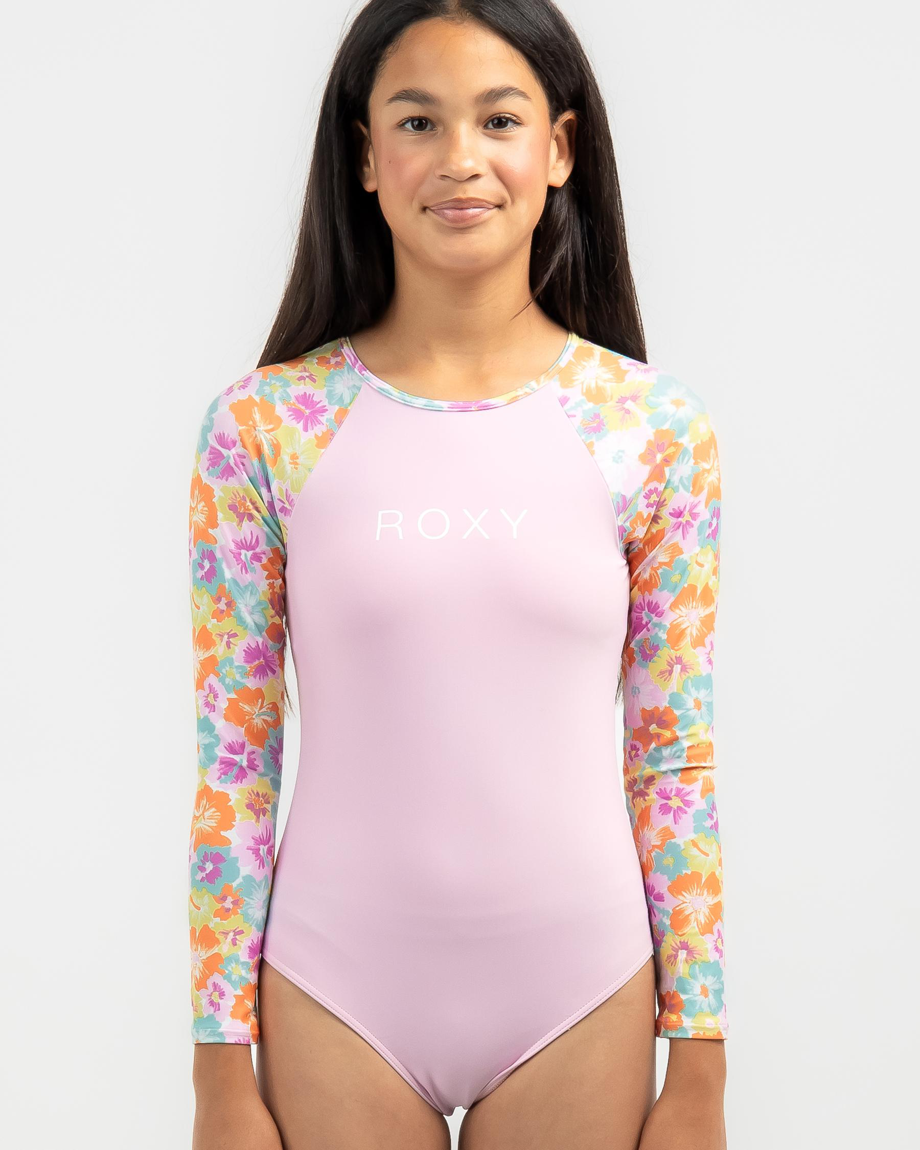 Shop Roxy Girls' Floraya One Piece Swimsuit In Autumn Sunset Floraya ...