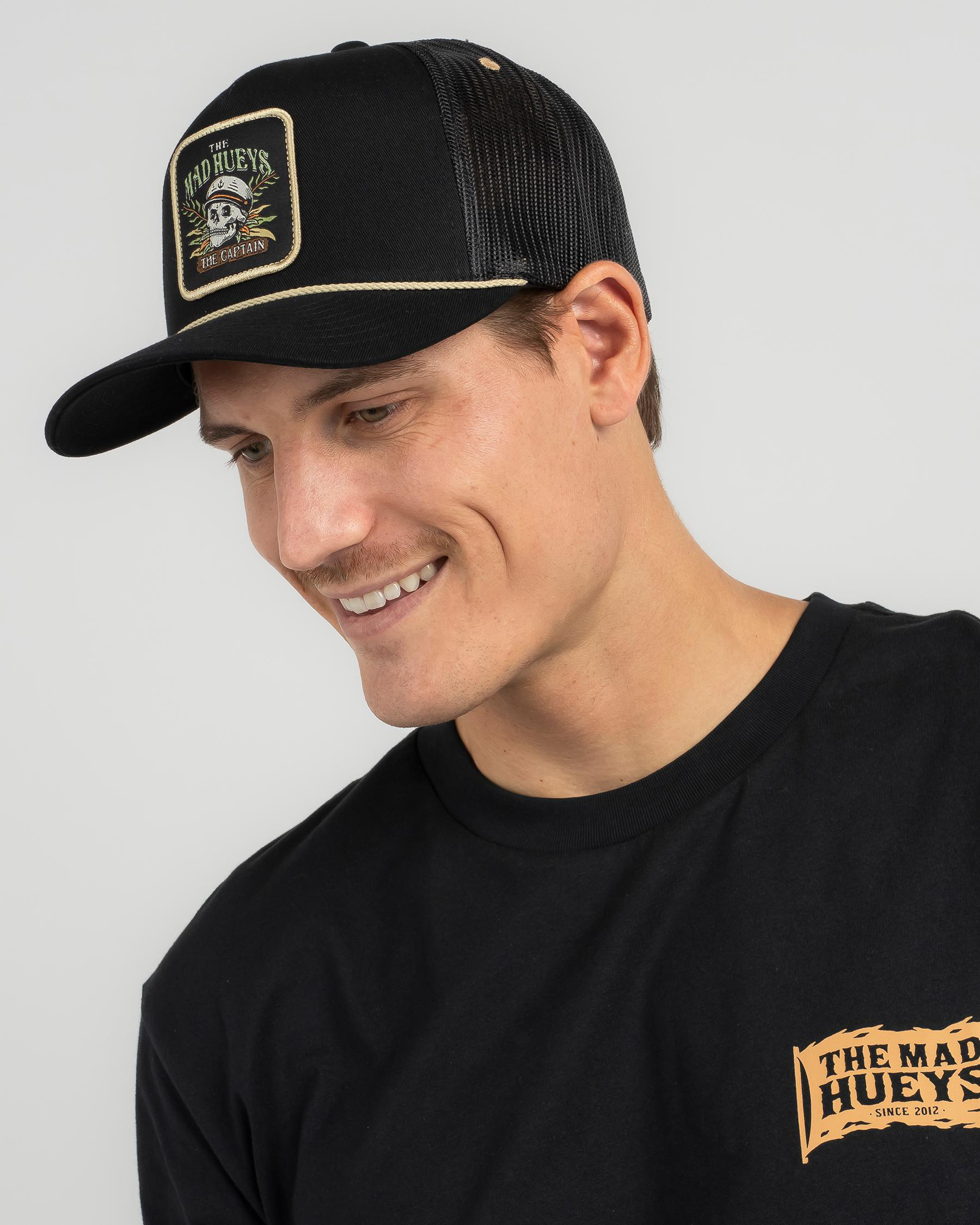 The Mad Hueys Shipwrecked Captain Twill Trucker Cap In Black - FREE ...