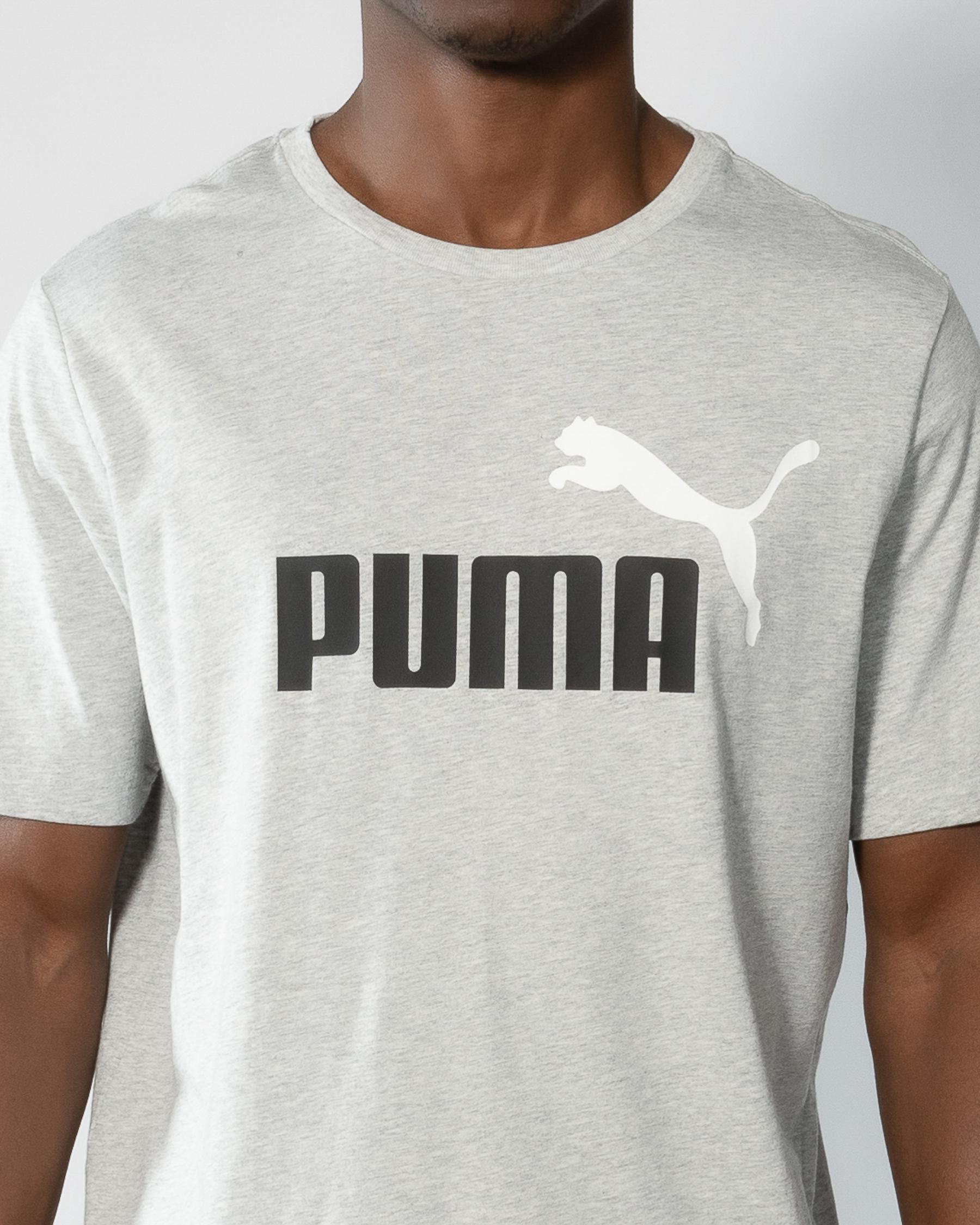Shop Puma ESS+2 Col Logo T-Shirt In Light Gray Heather - Fast Shipping ...