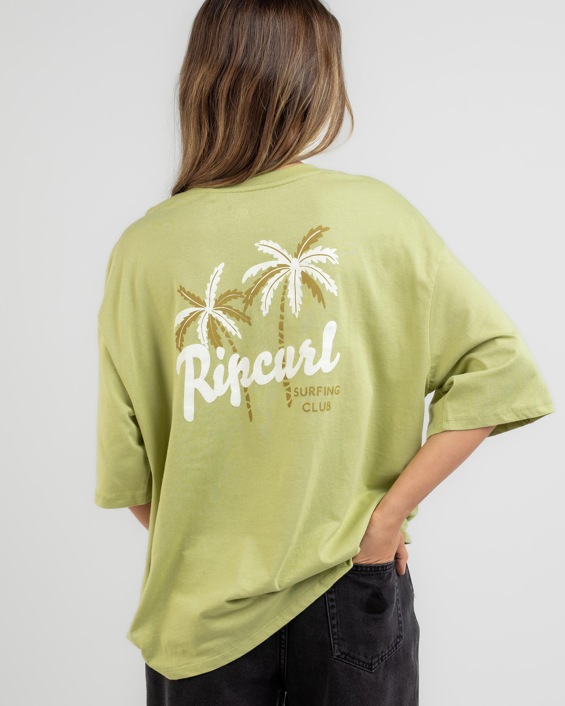Shop Rip Curl Surf Club Heritage T-Shirt In Mid Green - Fast Shipping ...