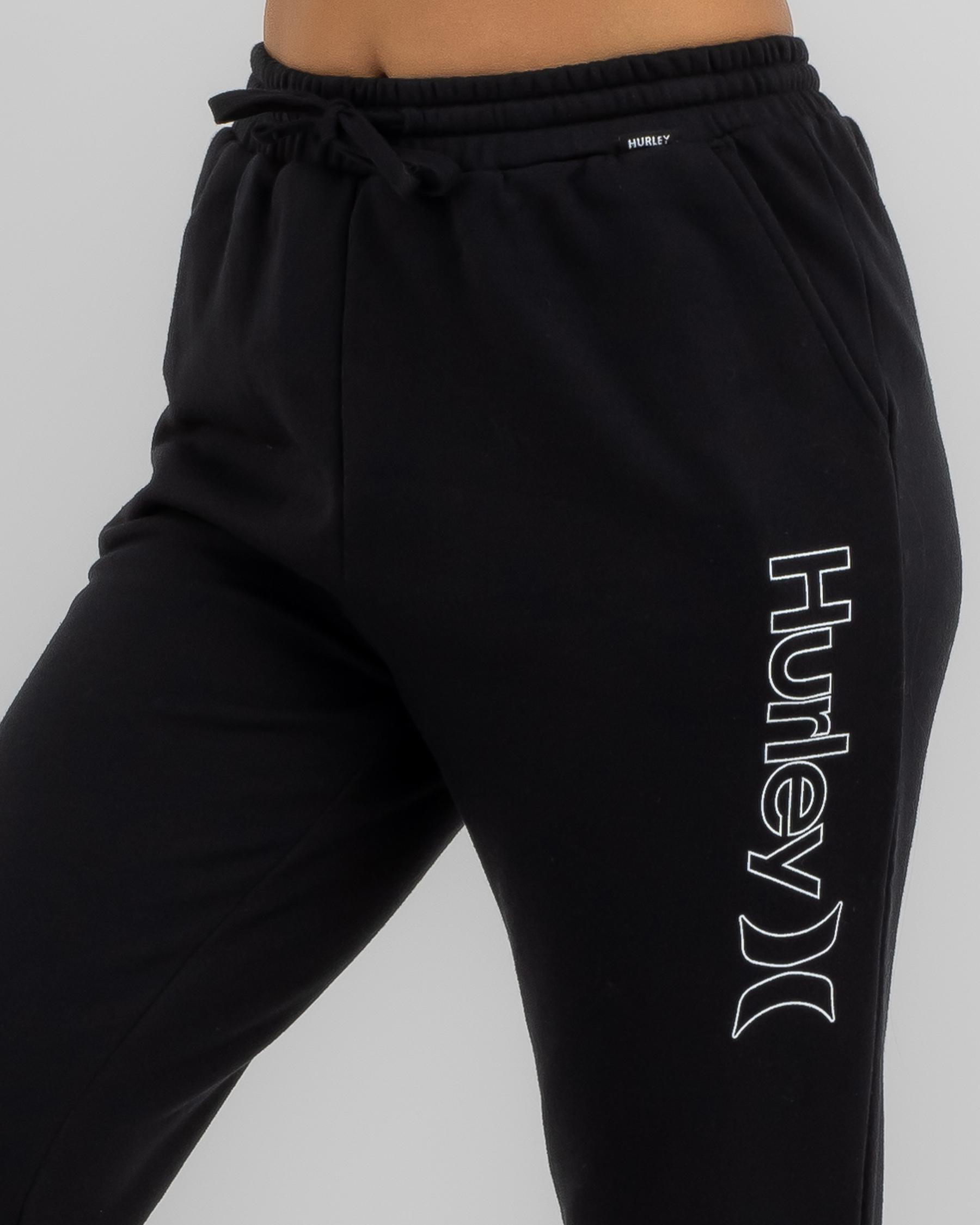 Shop Hurley Outline Cuff Track Pants In Black - Fast Shipping & Easy ...