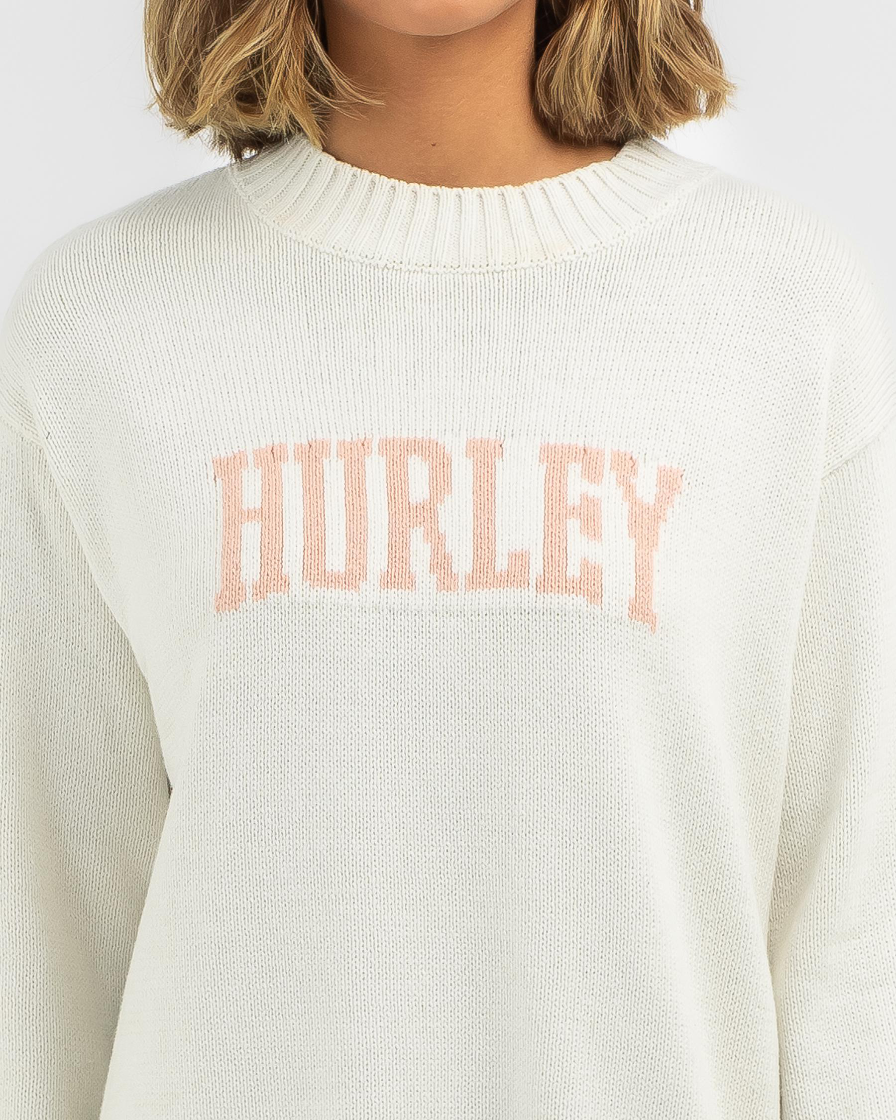 Shop Hurley Hygge Crew Knit In Marshmallow - Fast Shipping & Easy ...