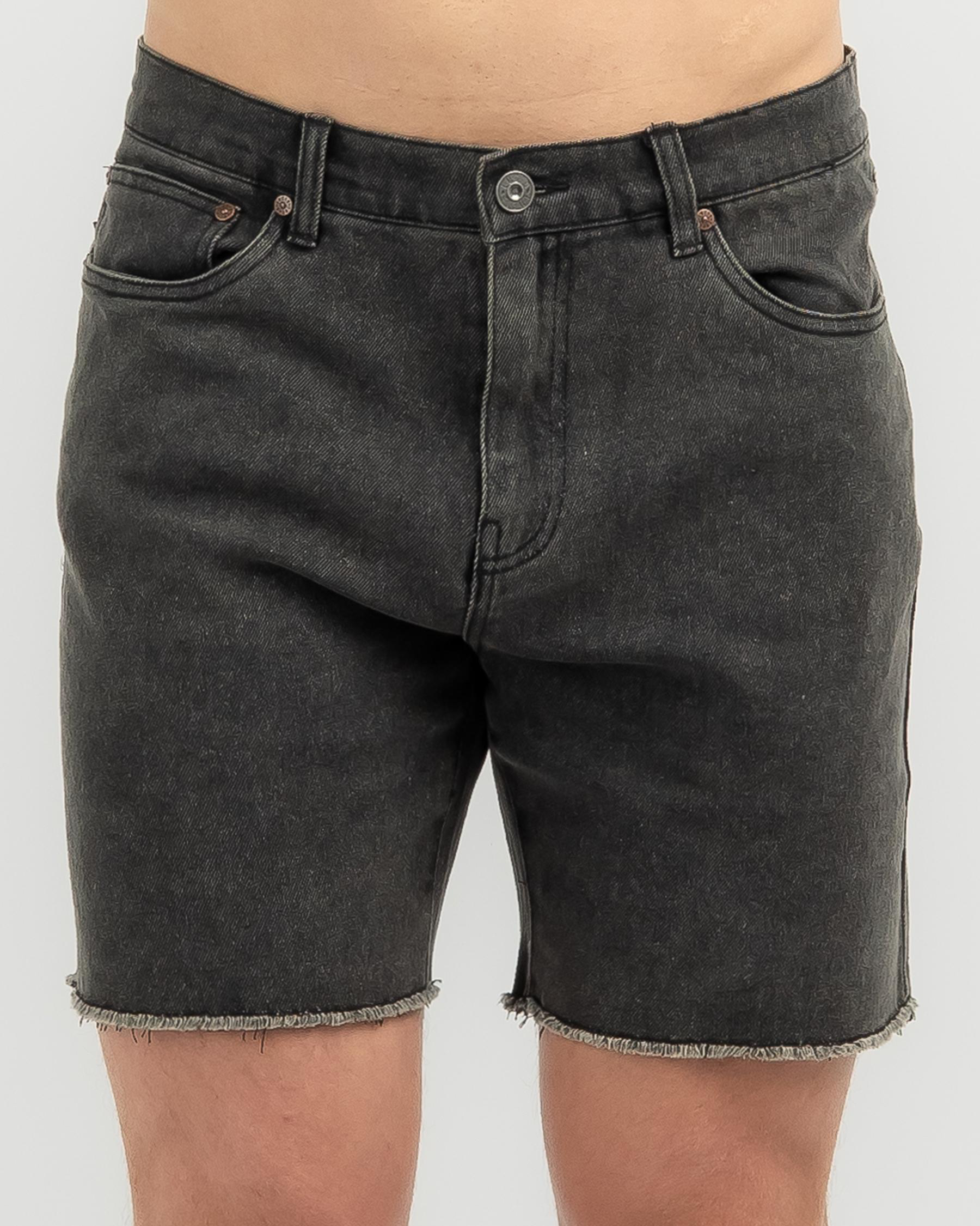 Shop Lucid Vintage Denim Walk Shorts In Washed Black - Fast Shipping ...