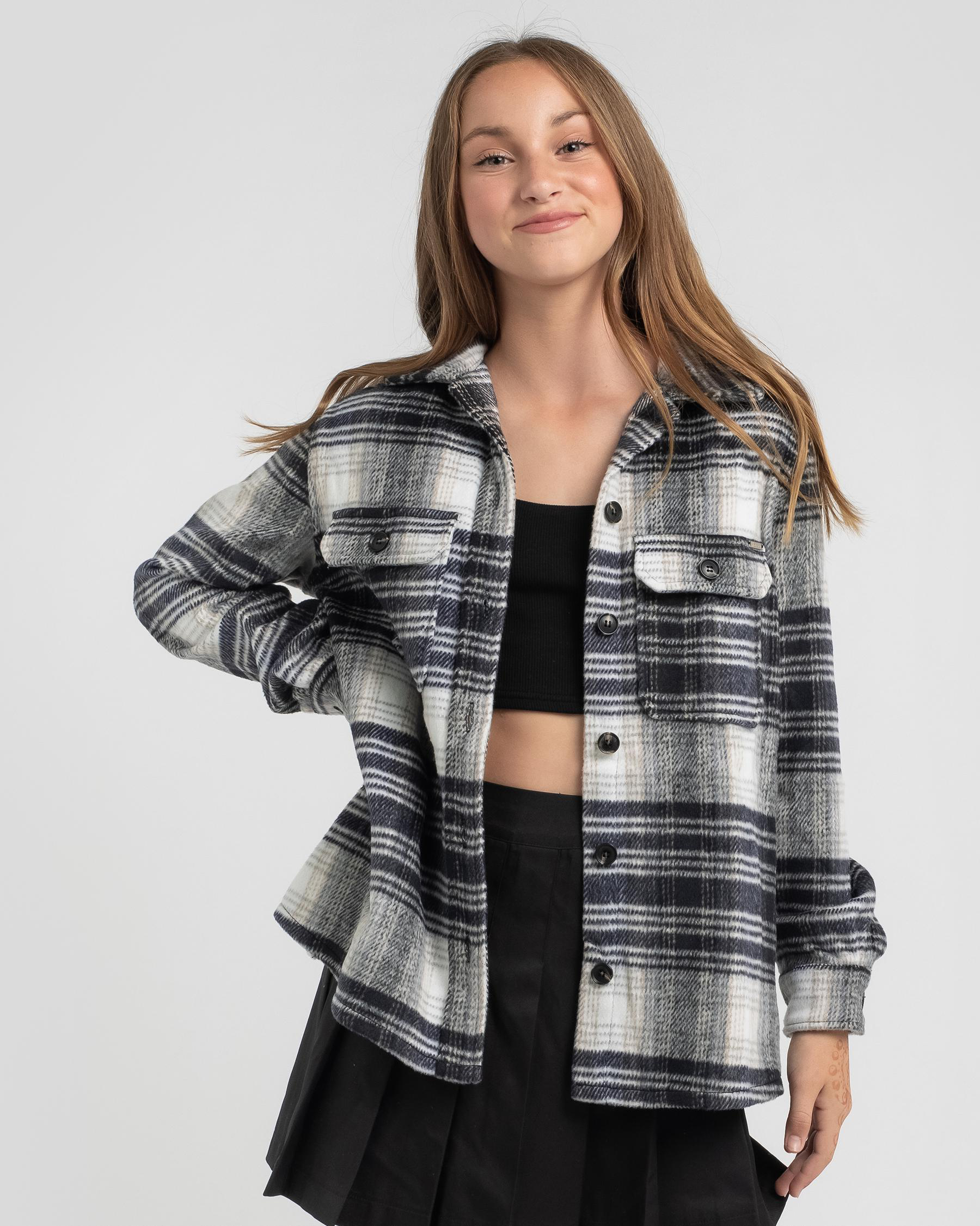 Shop Ava And Ever Girls' Trace Jacket In Black/beige - Fast Shipping ...