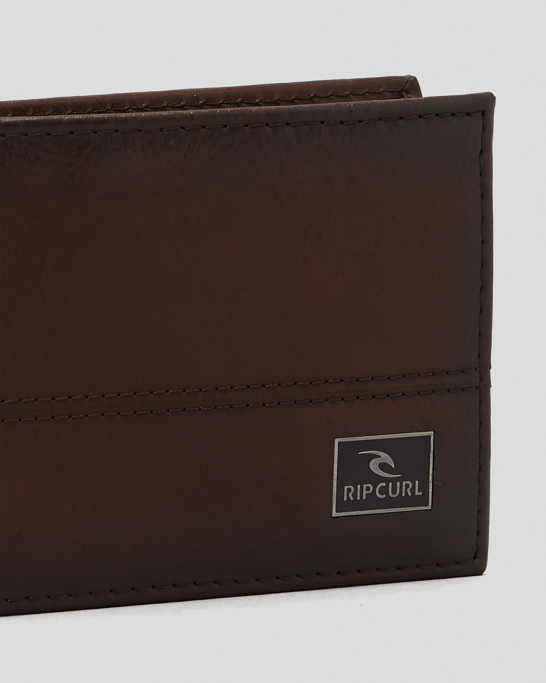 Shop Rip Curl Corpawatu Icon PU Slim Wallet In Black/tan - Fast ...