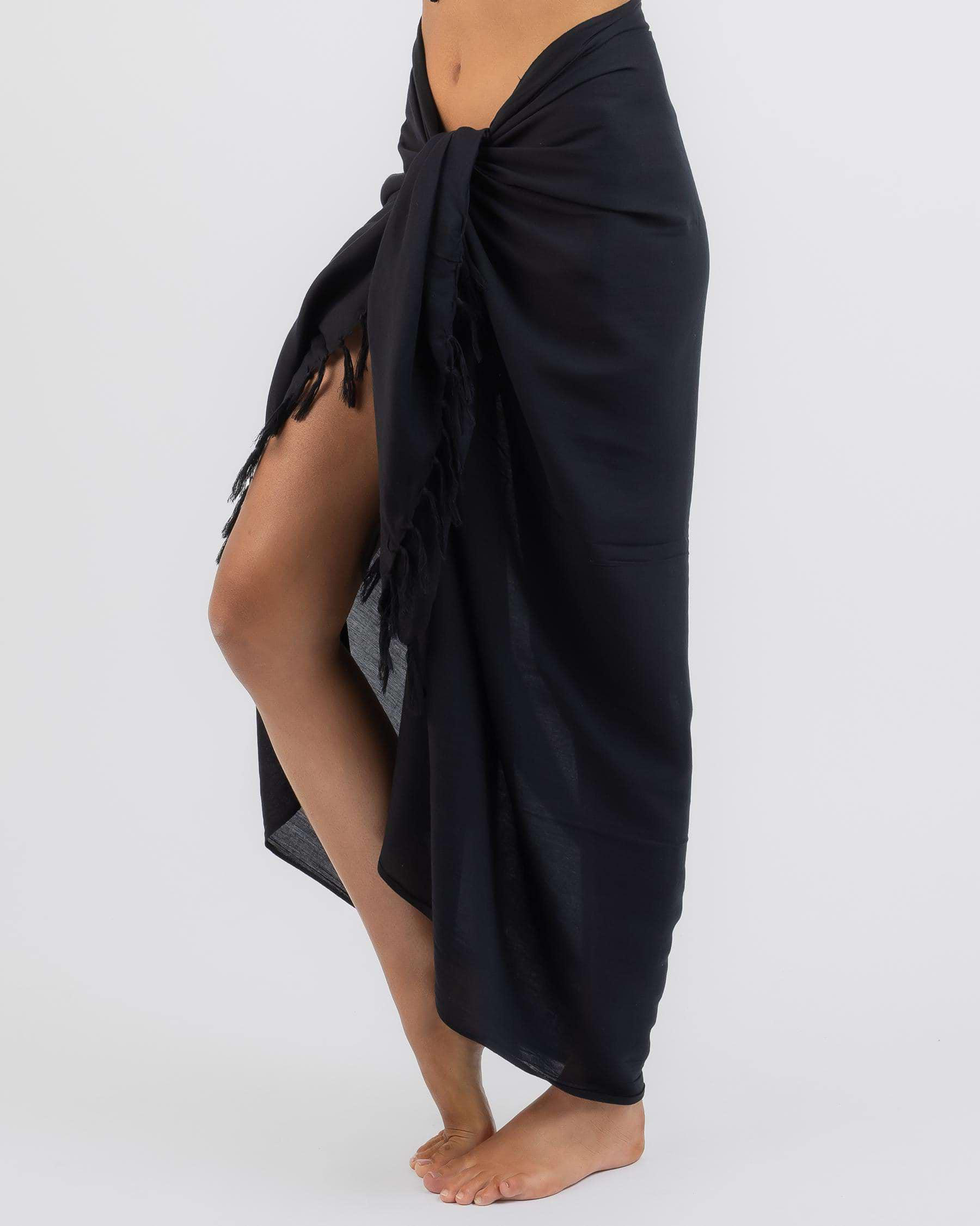 Shop Topanga Plain Sarong In Black - Fast Shipping & Easy Returns ...