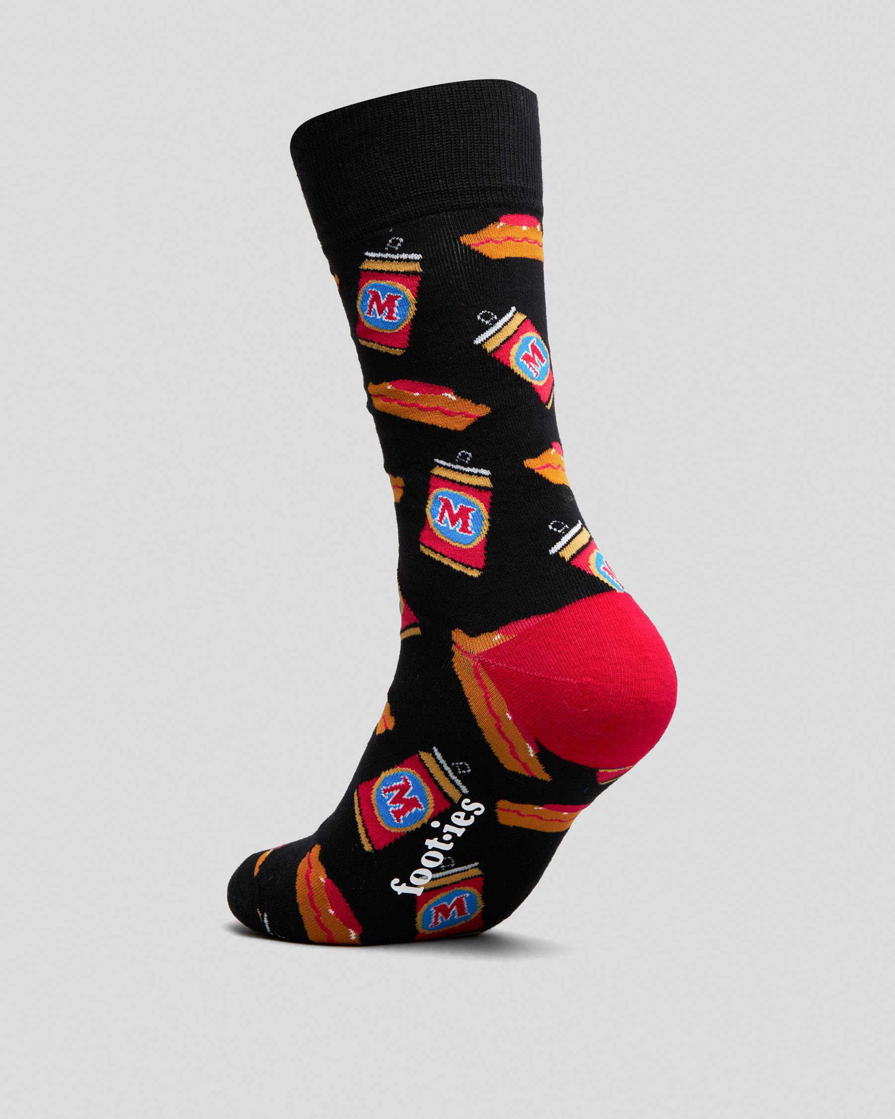 Shop FOOT-IES Melb Bitter Footy Fuel Socks In Black - Fast Shipping ...