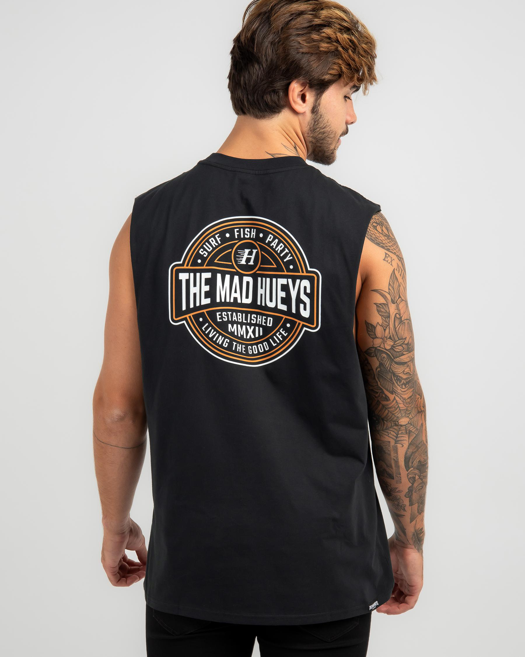 Shop The Mad Hueys Hueys Life Muscle Tank In Black - Fast Shipping ...