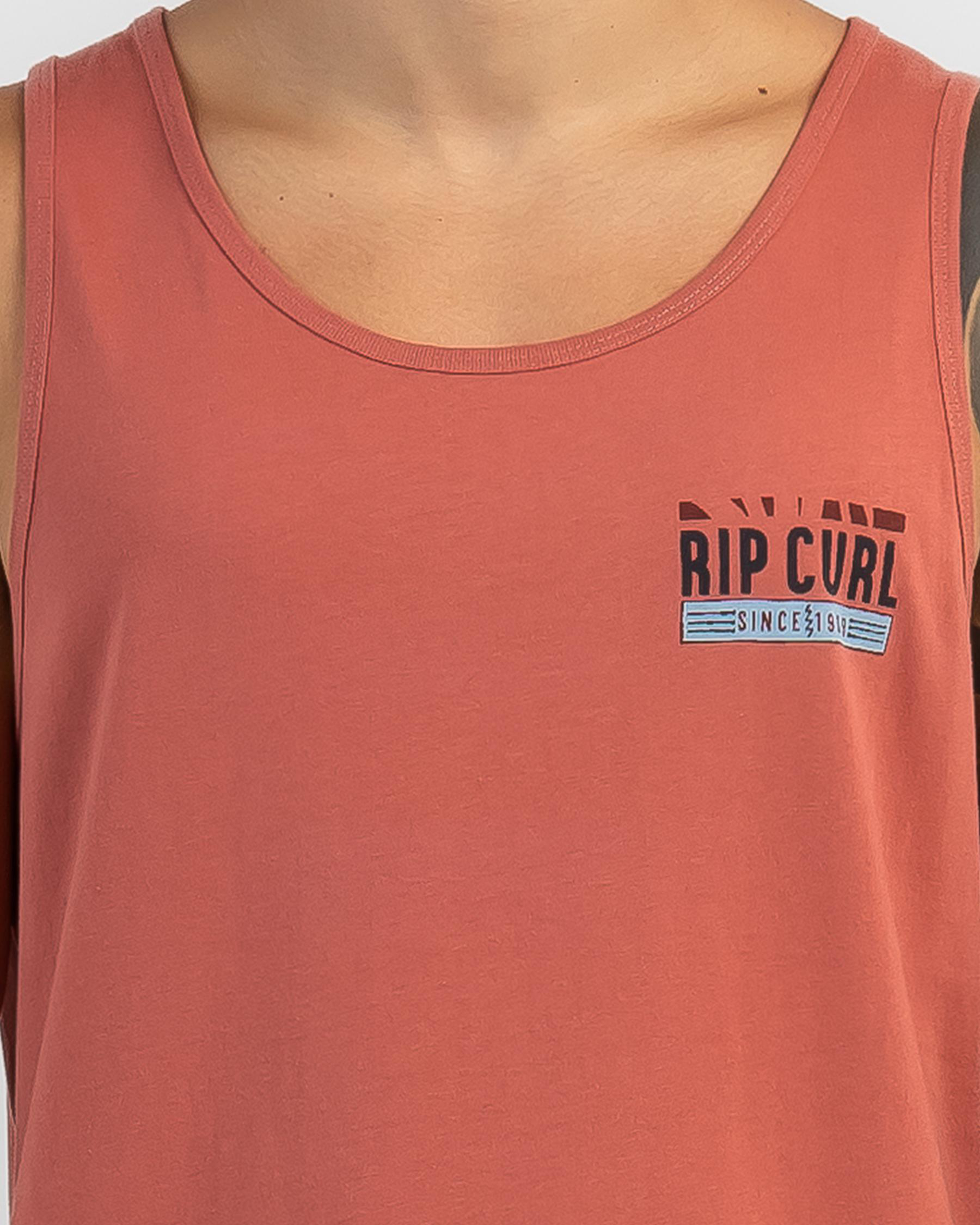 Shop Rip Curl Origins Palms Singlet In Dusty Mushroom - Fast Shipping ...