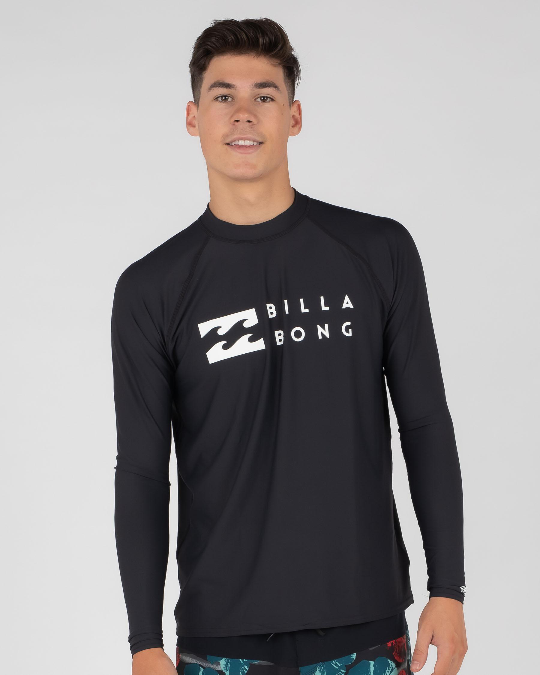 Shop Billabong Union Relaxed Fit Rash Vest In Black - Fast Shipping ...