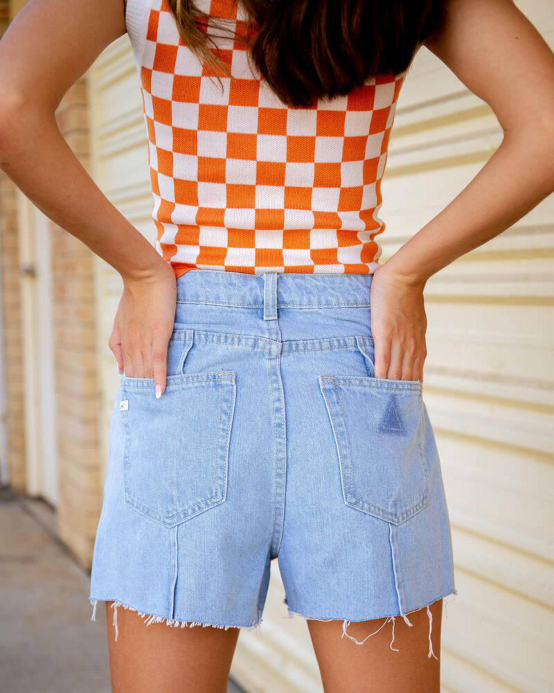 Shop Ava And Ever Elle Shorts In Mid Blue - Fast Shipping & Easy ...
