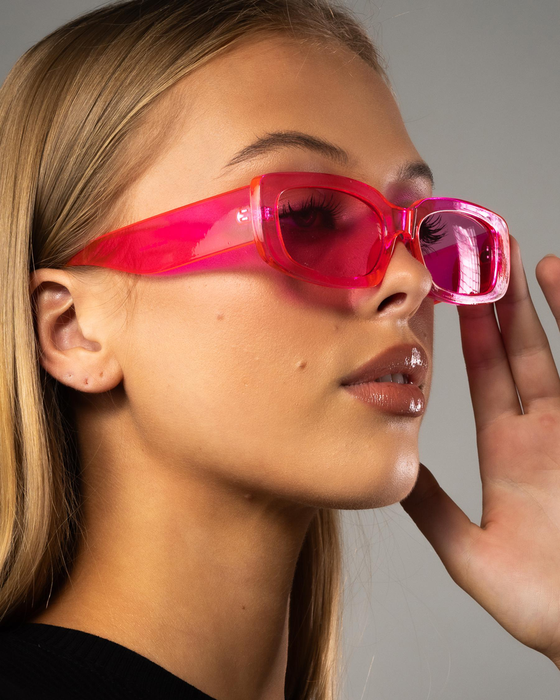Shop Indie Eyewear Jewel Sunglasses In Trans Pink/pink - Fast Shipping ...