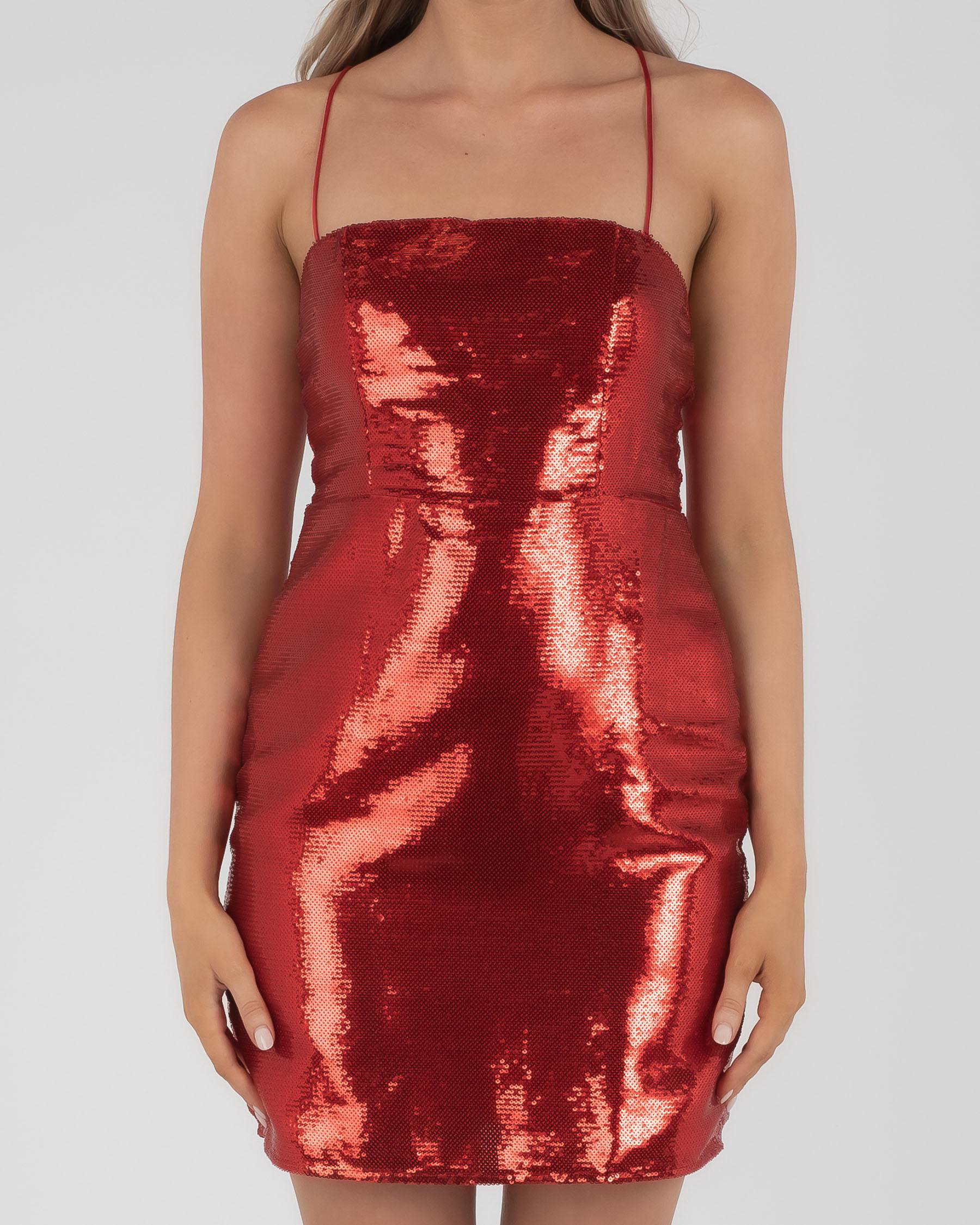 Shop Winnie & Co Glitzy Dress In Red - Fast Shipping & Easy Returns ...