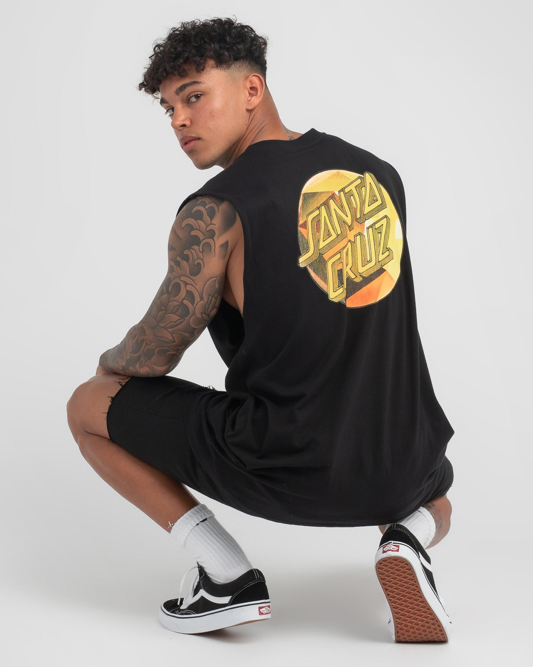 Shop Santa Cruz Paragon Dot Muscle Tank In Black - Fast Shipping & Easy ...