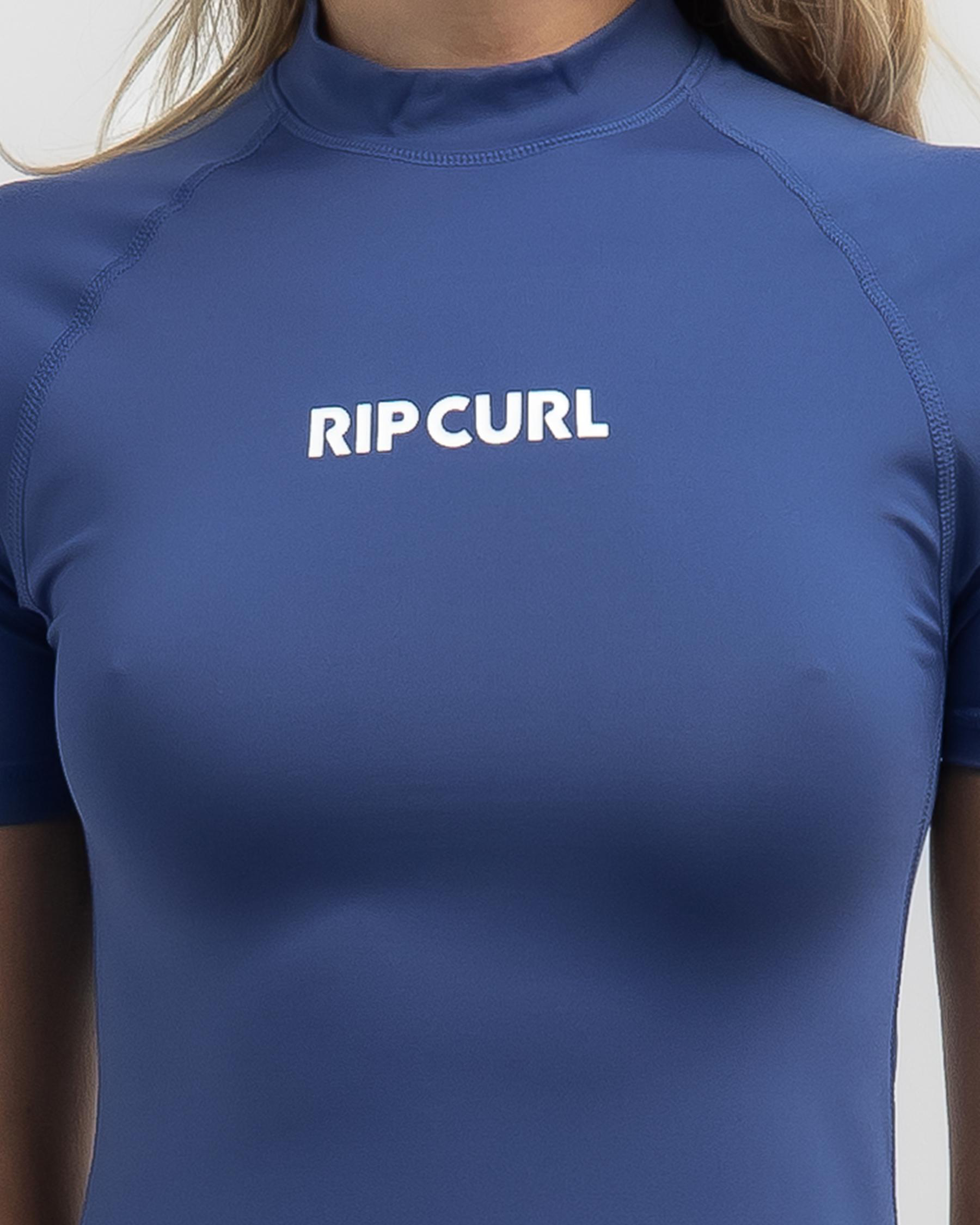 Shop Rip Curl Classic Surf Short Sleeve UPF Rash Vest In Vintage Navy ...