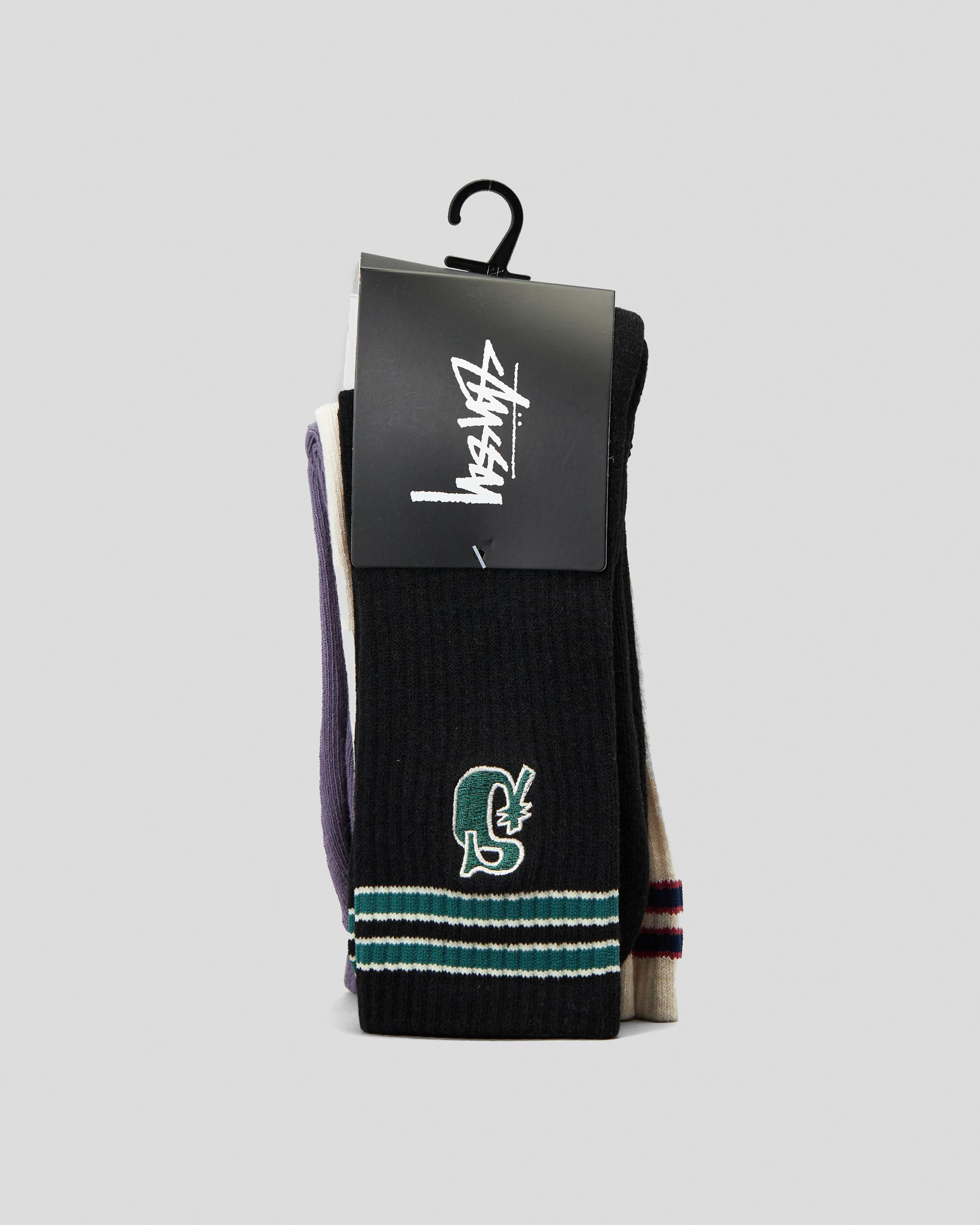 Shop Stussy Big S Stripe Socks 3 Pack In Multi - Fast Shipping & Easy ...