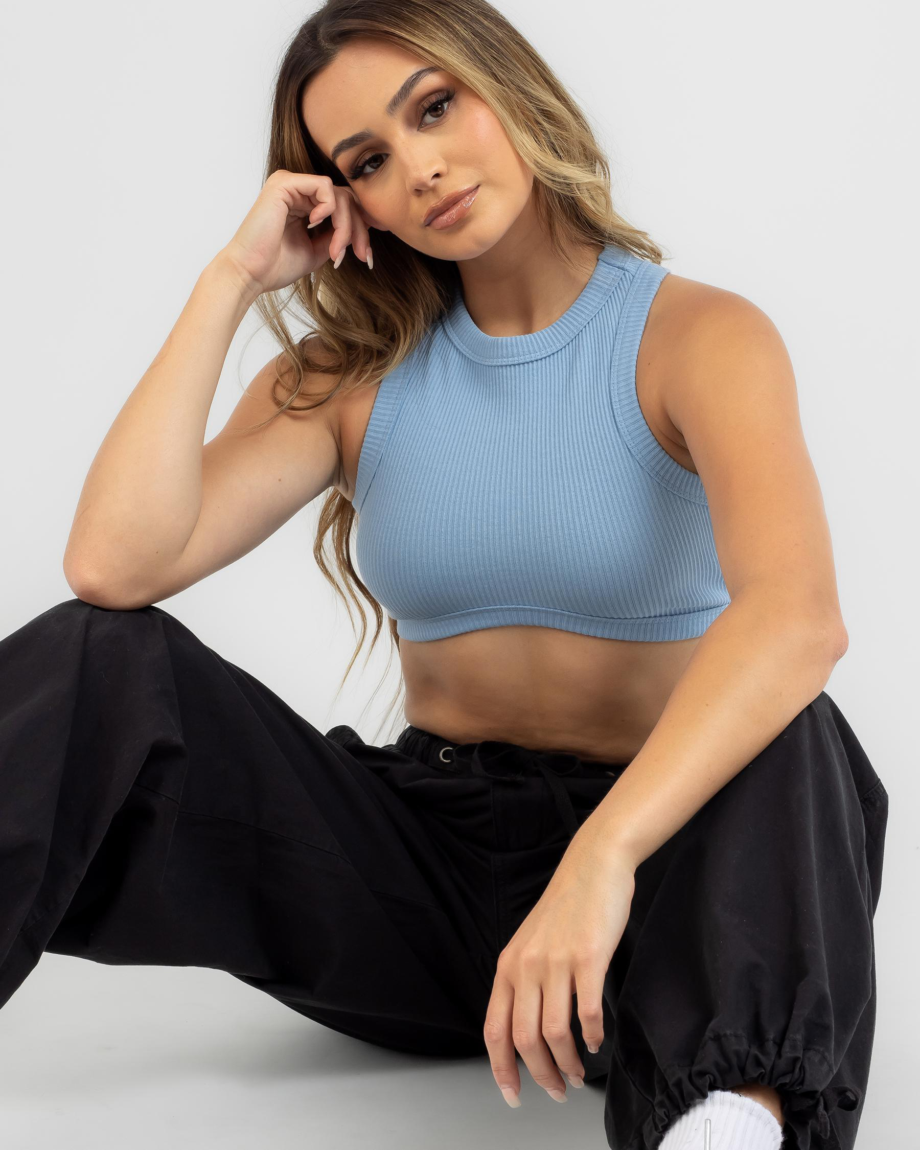Shop Ava And Ever Kendra Ultra Crop Top In Baby Blue - Fast Shipping ...