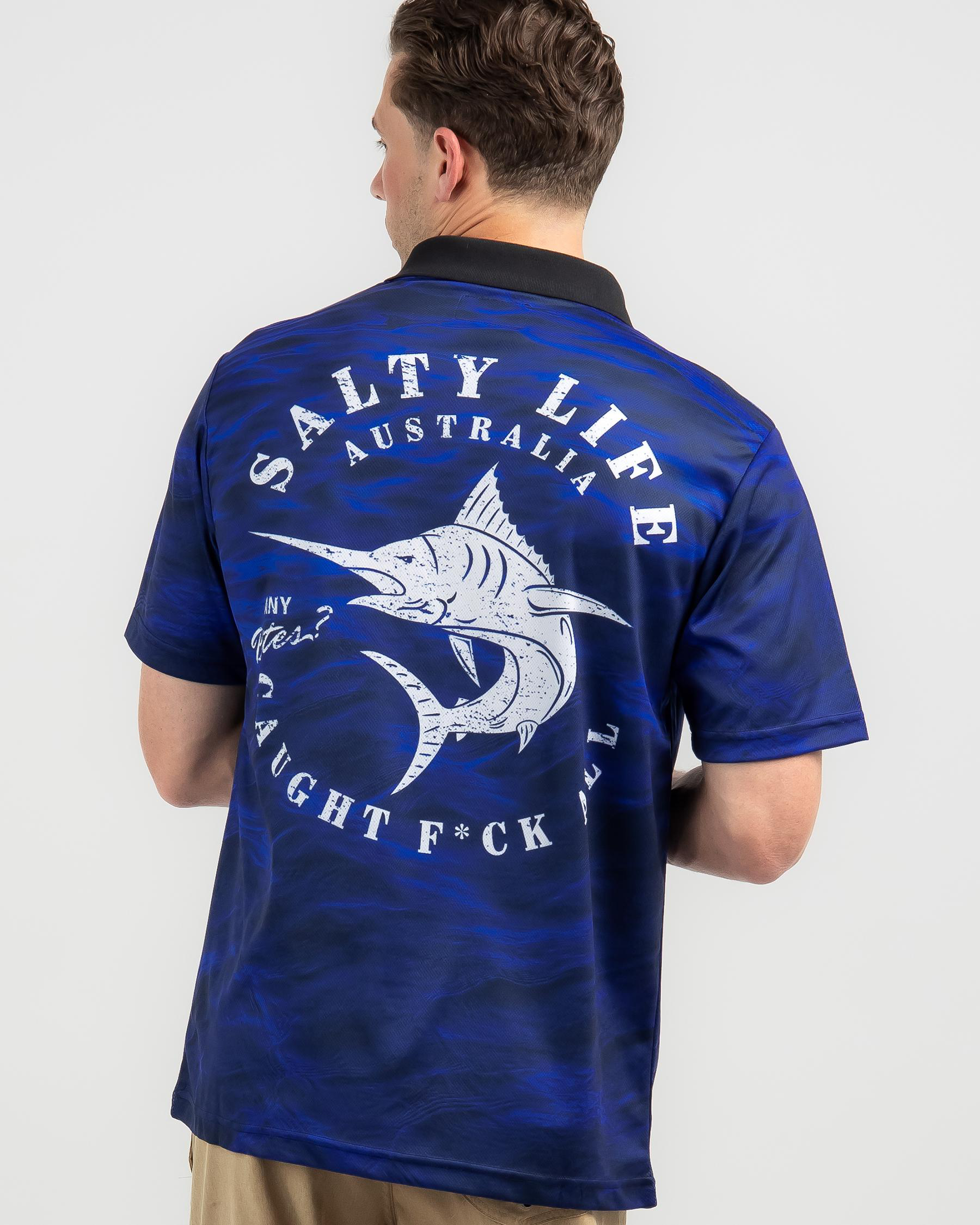 Shop Salty Life Any Bites Polo Shirt In Black - Fast Shipping & Easy ...