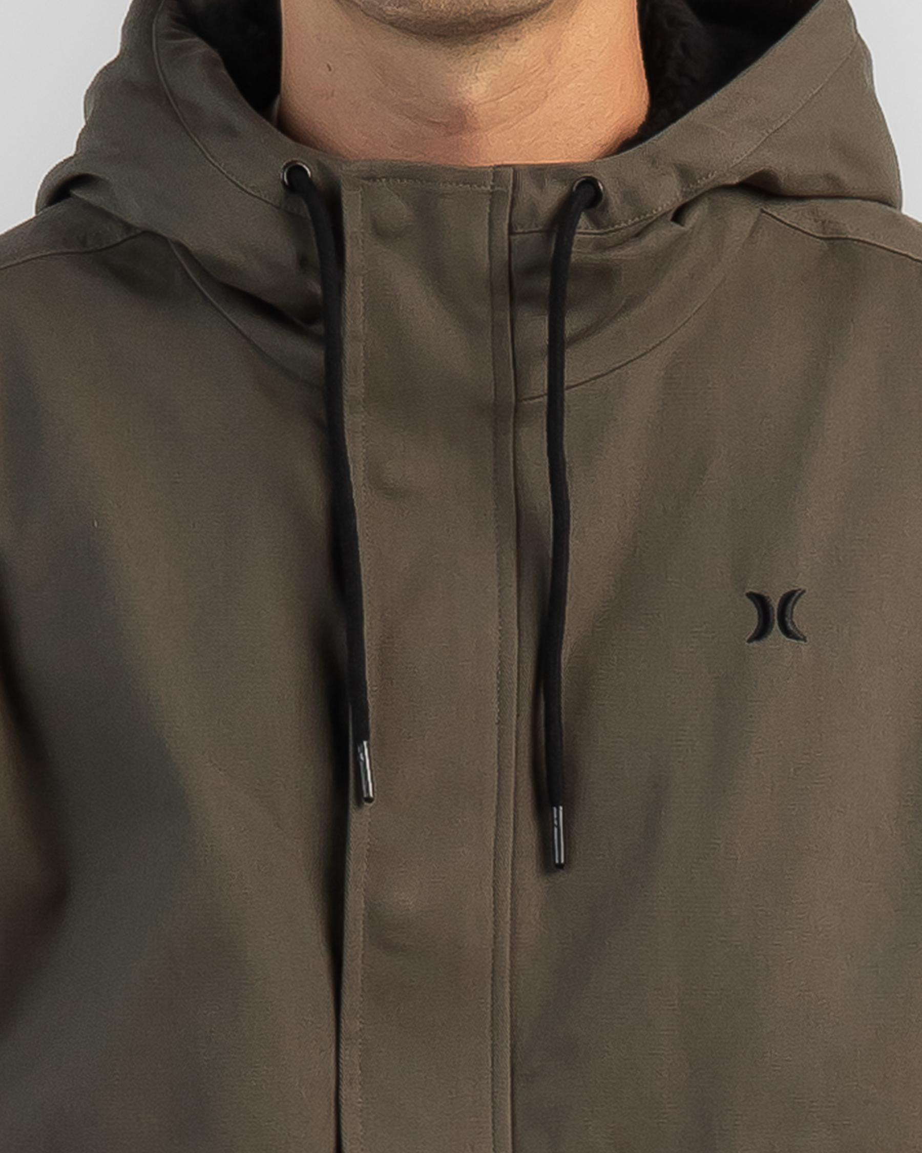 Shop Hurley Swell Hooded Jacket In Cargo - Fast Shipping & Easy Returns ...