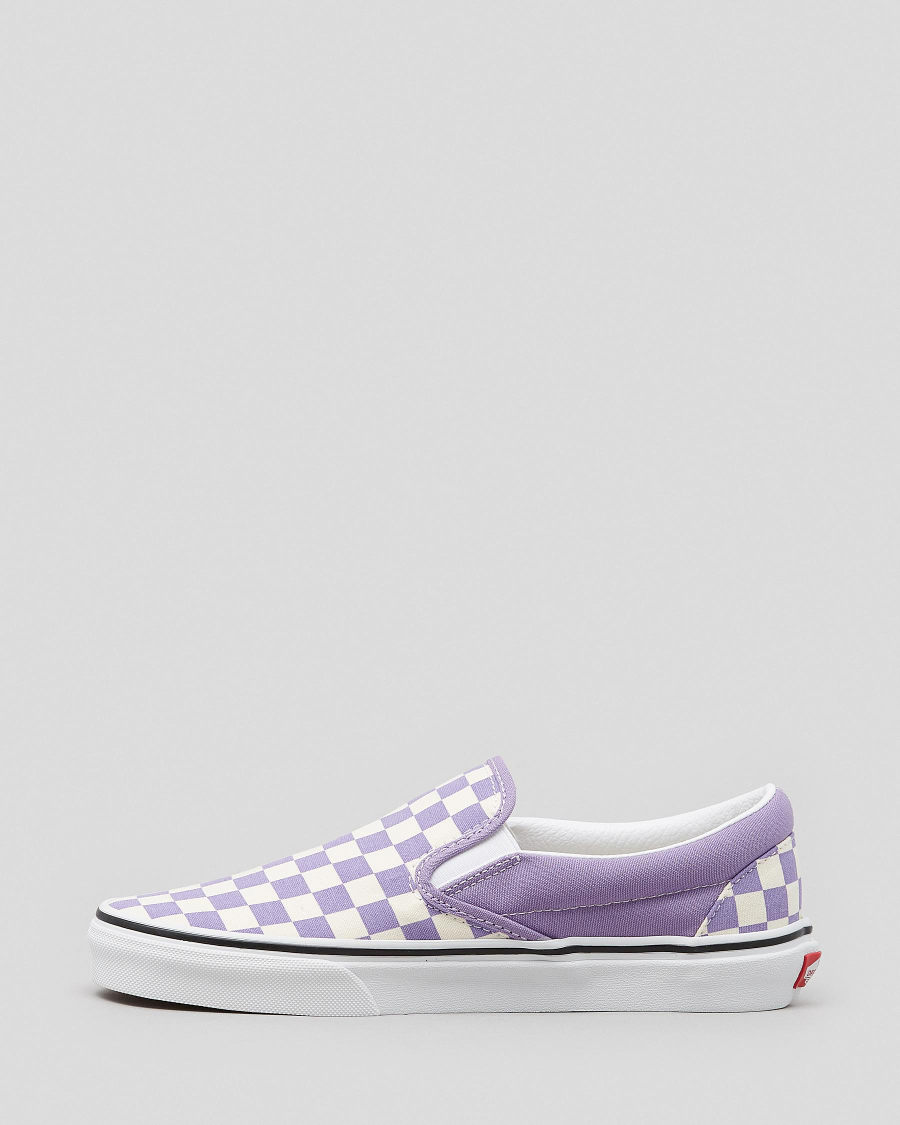 Shop Vans Womens Classic Slip-On Shoes In Chalk Violet/true White ...