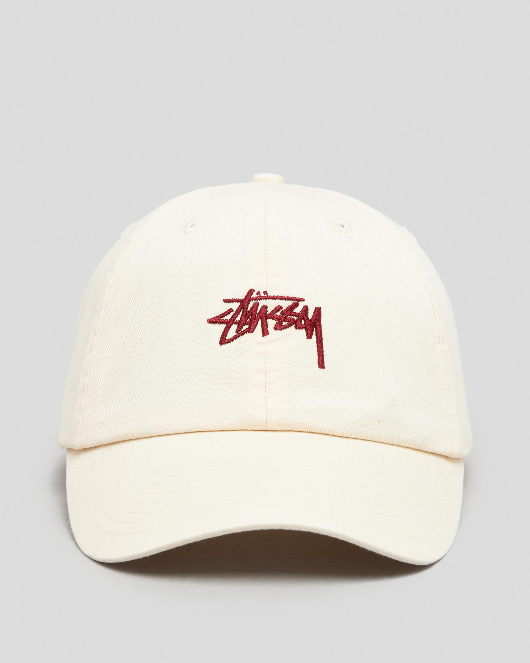 Stussy Stock Low Pro Cap In Cream/burgundy - Fast Shipping & Easy ...
