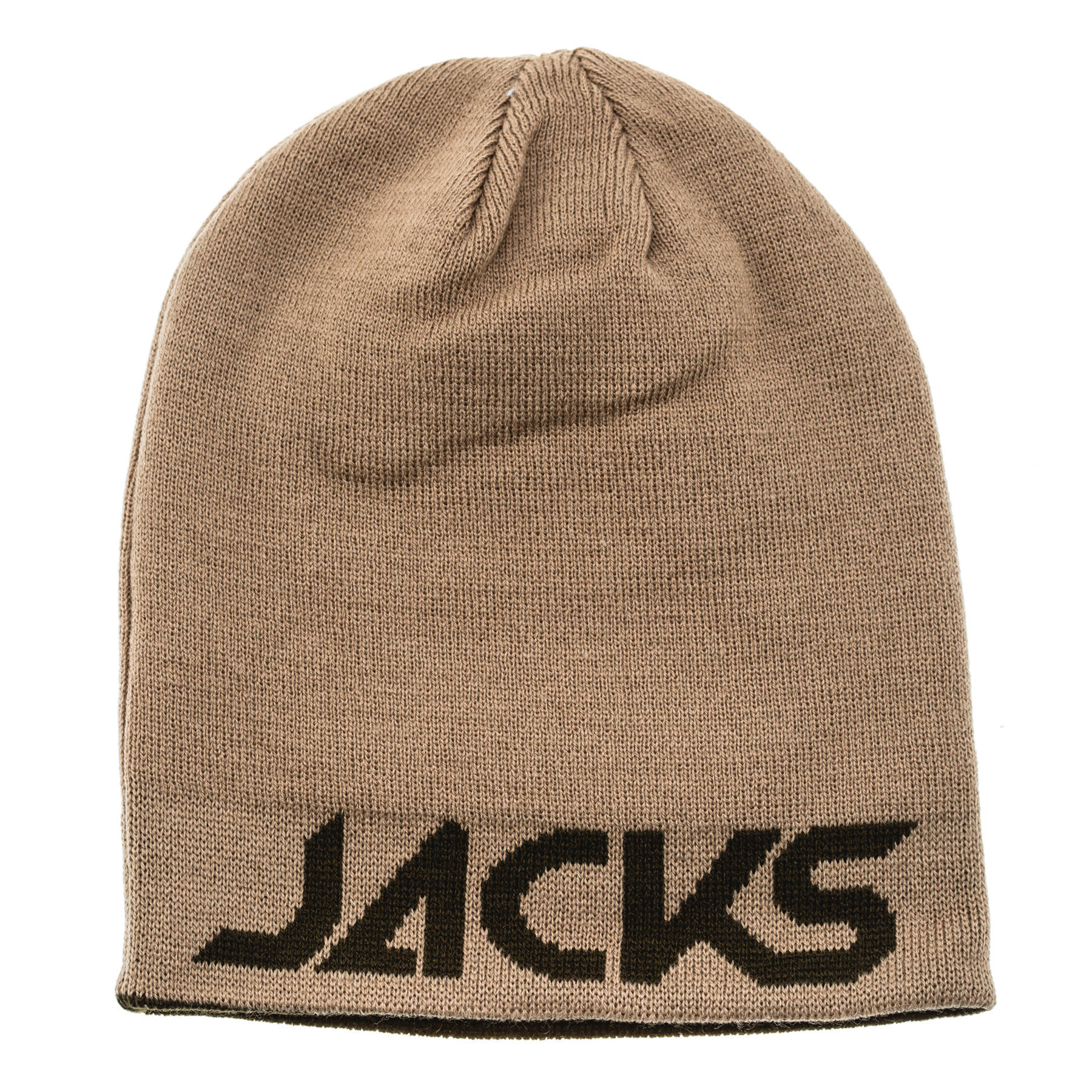 Shop Jacks Boys Atlas Reversible Slouch Beanie In Sand/olive - Fast ...