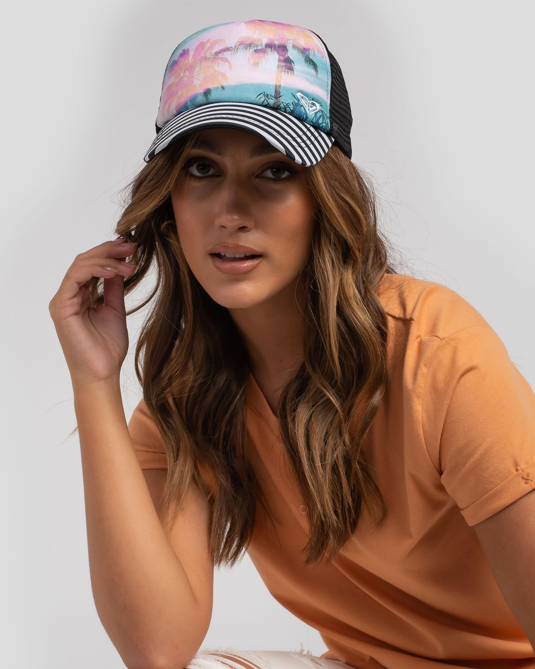 Shop Roxy Sunset Always Trucker Cap In True Black - Fast Shipping ...