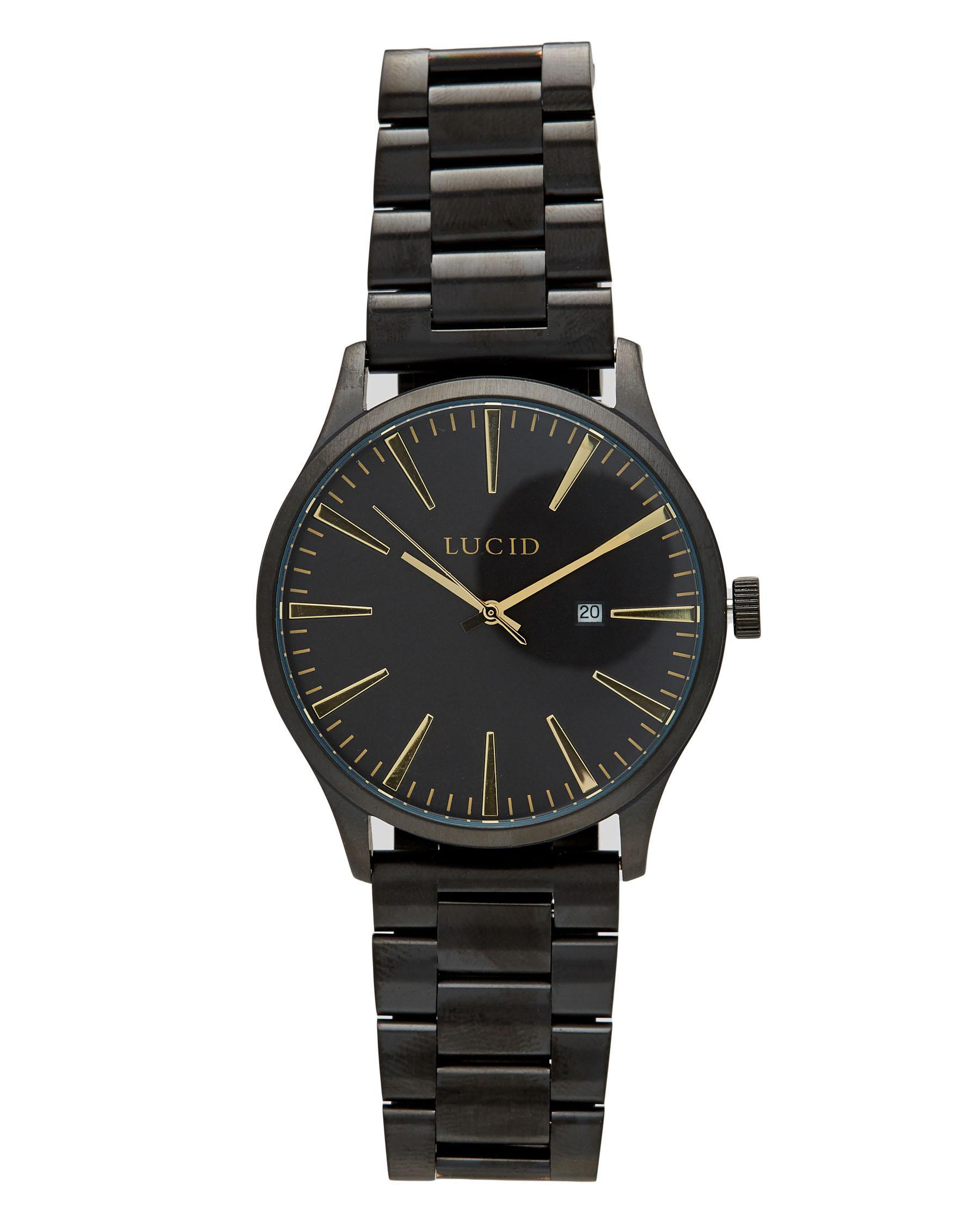 Shop Lucid Shield Steel Watch In Gun/gun/gun/gold - Fast Shipping ...