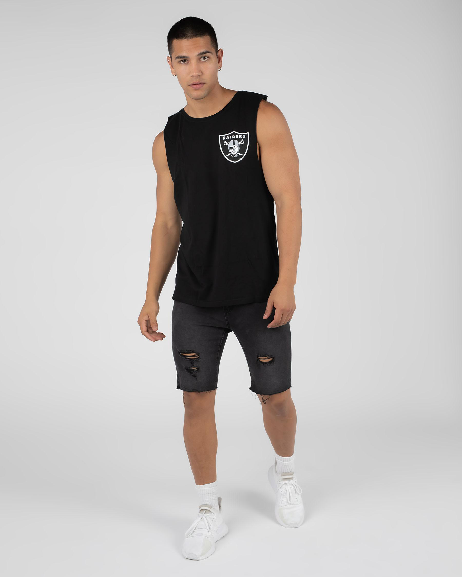 Shop Majestic Las Vegas Raiders Yisser Muscle Tank In Standard Black ...