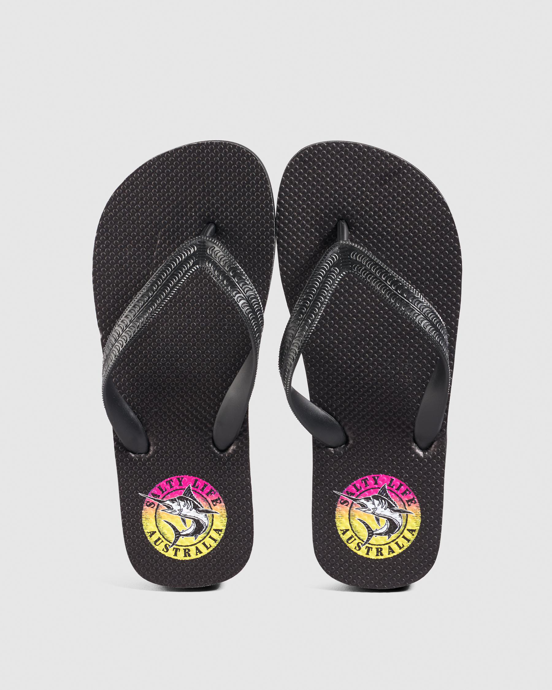 Salty Life Boys' Evaded Thongs In Black - FREE* Shipping & Easy Returns ...