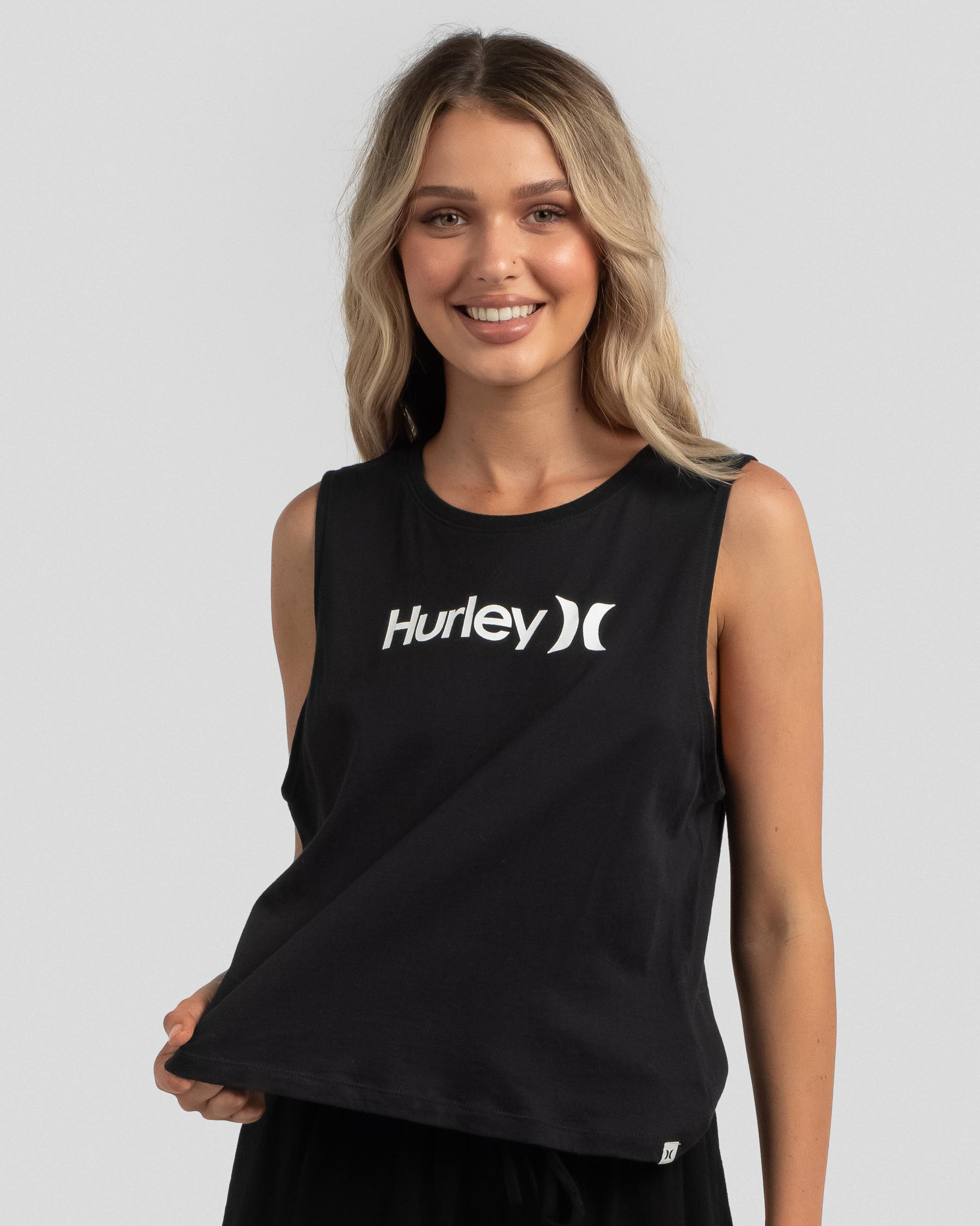 Shop Hurley One And Only Muscle Tank Top In Caviar - Fast Shipping ...