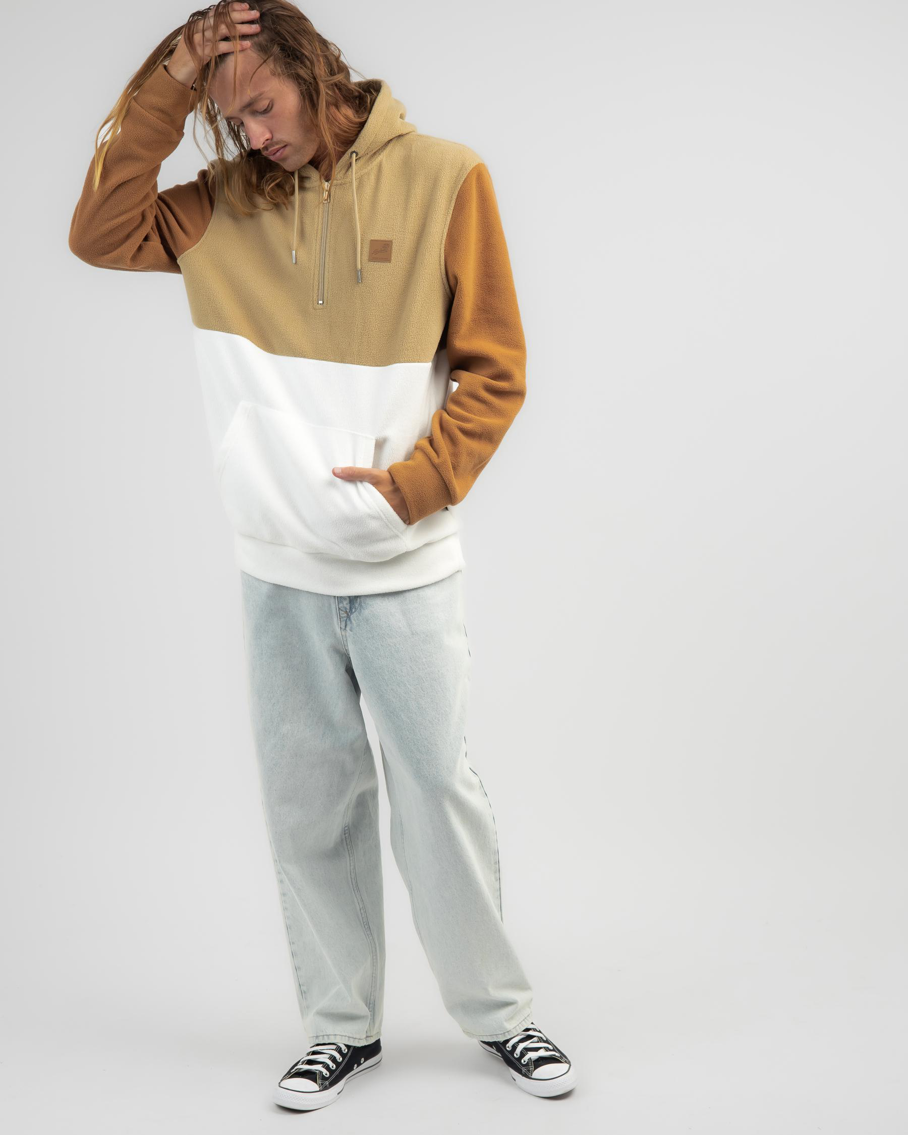 Shop Skylark Umber Polar Fleece Hoodie In Tan / Stone / Tobacco - Fast ...