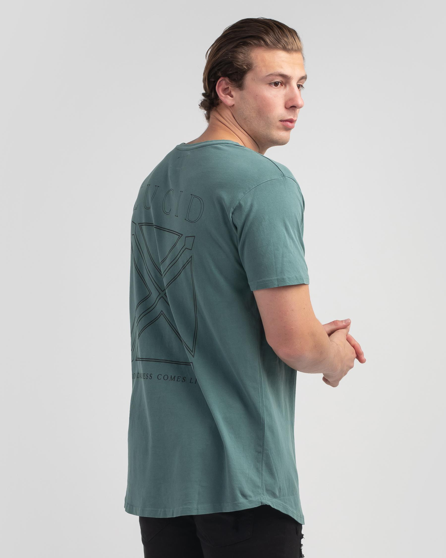 Shop Lucid Intersected T-Shirt In Overdye Teal - Fast Shipping & Easy ...