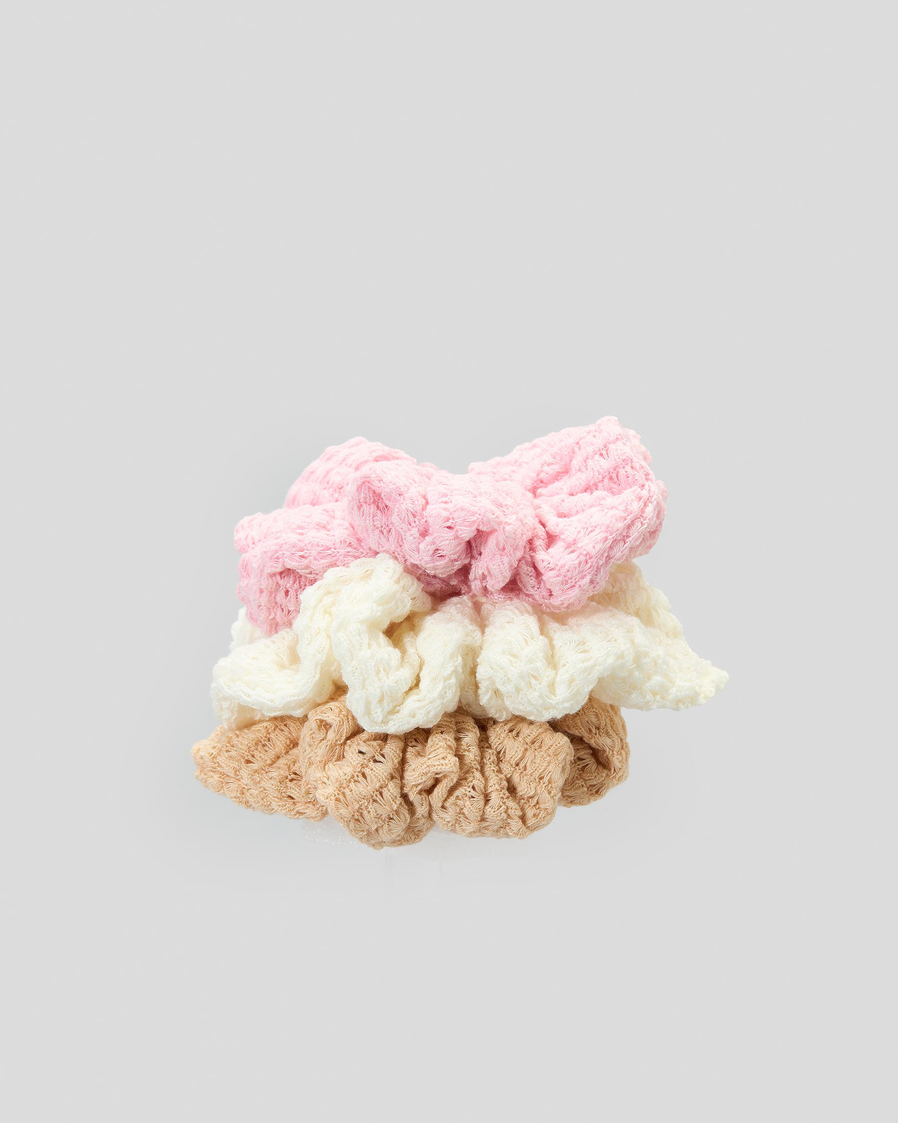 Shop Karyn In LA Norah Scrunchie Pack In Pink/white/yellow - Fast ...