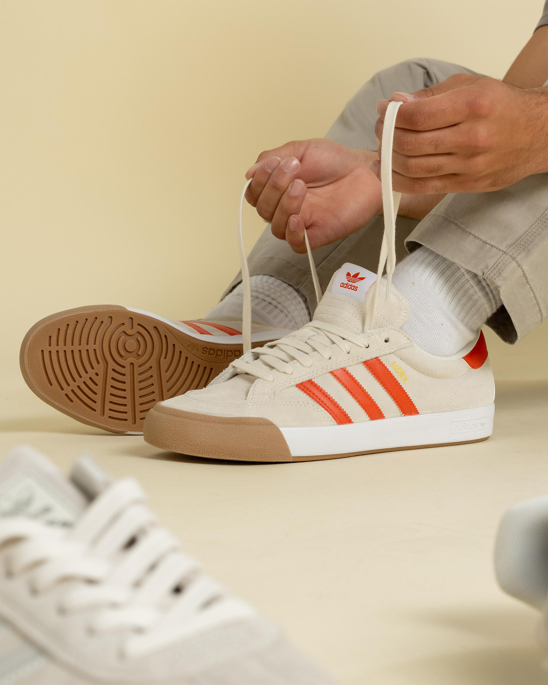 Shop adidas Nora Shoes In Wonder White/orange/gum4 - Fast Shipping ...