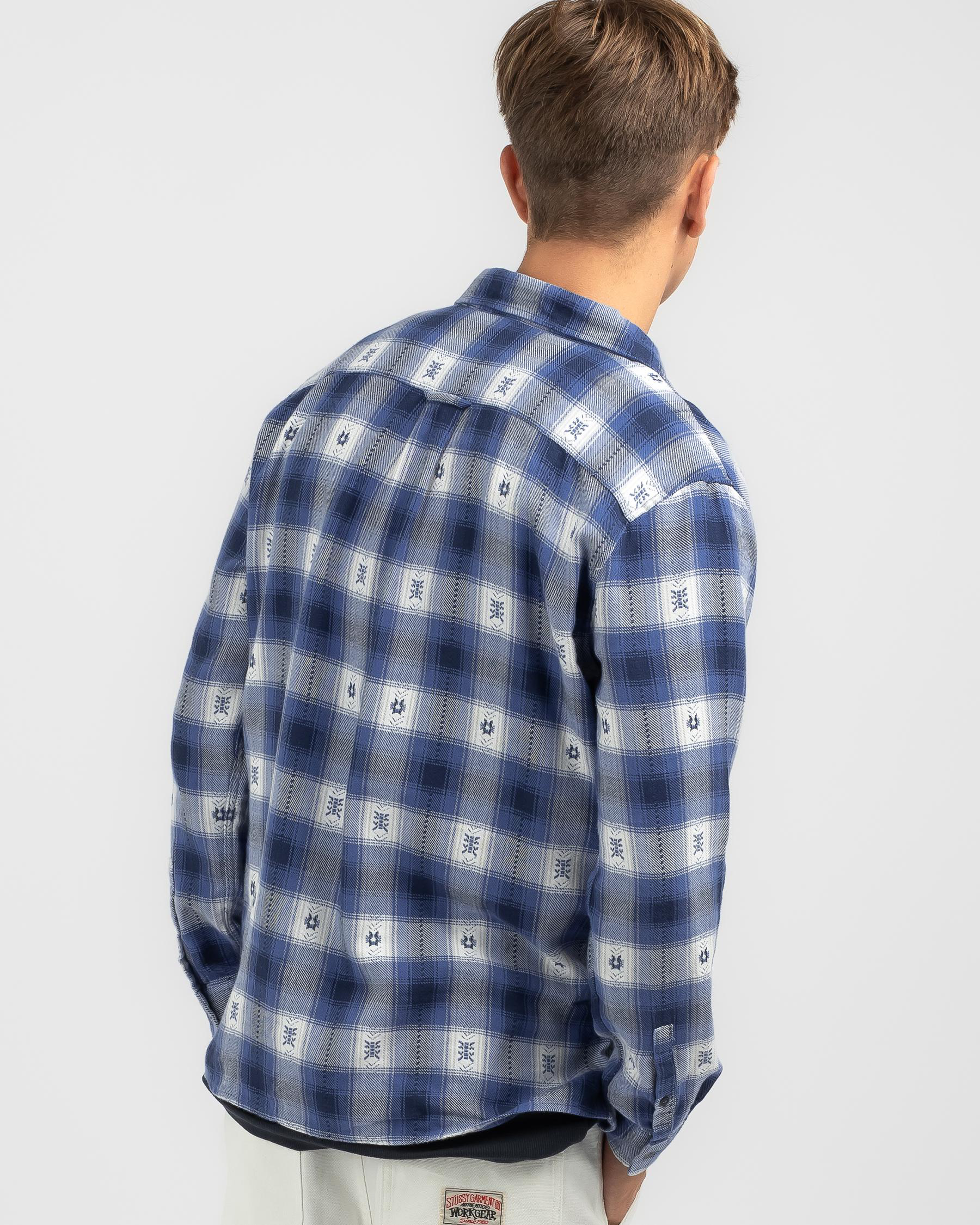 Shop Jacks Slinger Long Sleeve Flanno Shirt In Blue Check - Fast ...