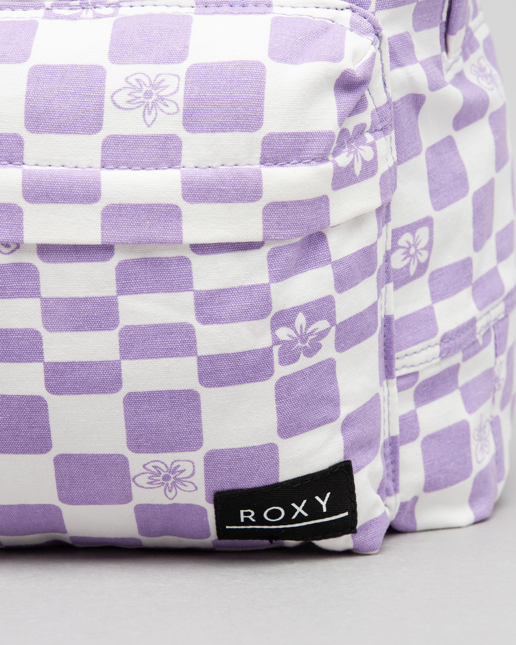 Shop Roxy Sugar Baby Canvas Backpack In Purple Rose Flower Box - Fast ...