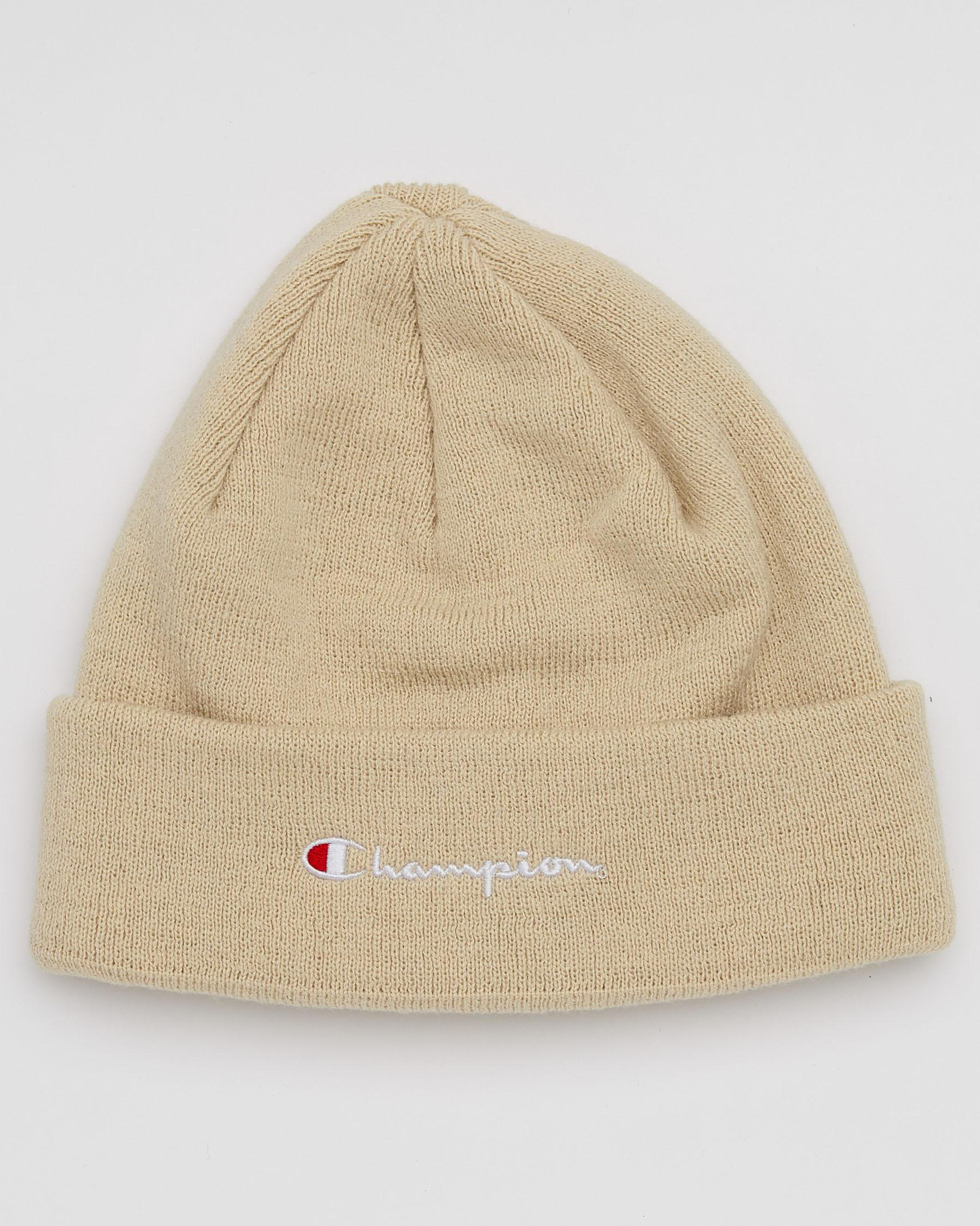Shop Champion Champion Script Beanie In Silk Beige - Fast Shipping ...