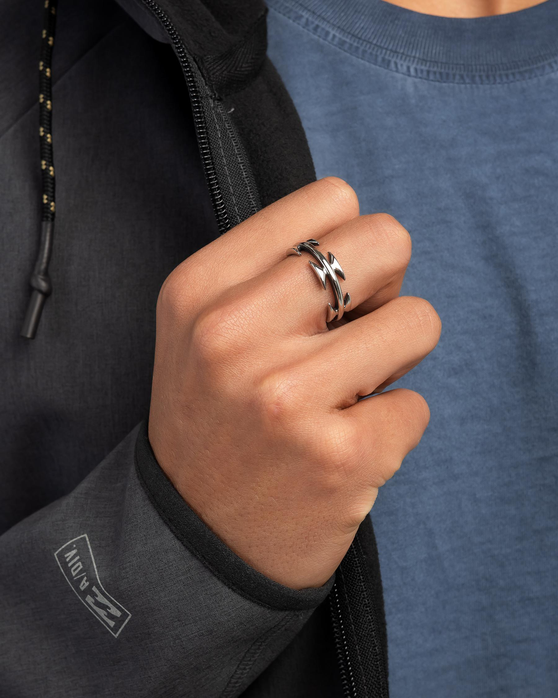 Shop Statement Collective Razor Wire Ring In Silver - Fast Shipping ...