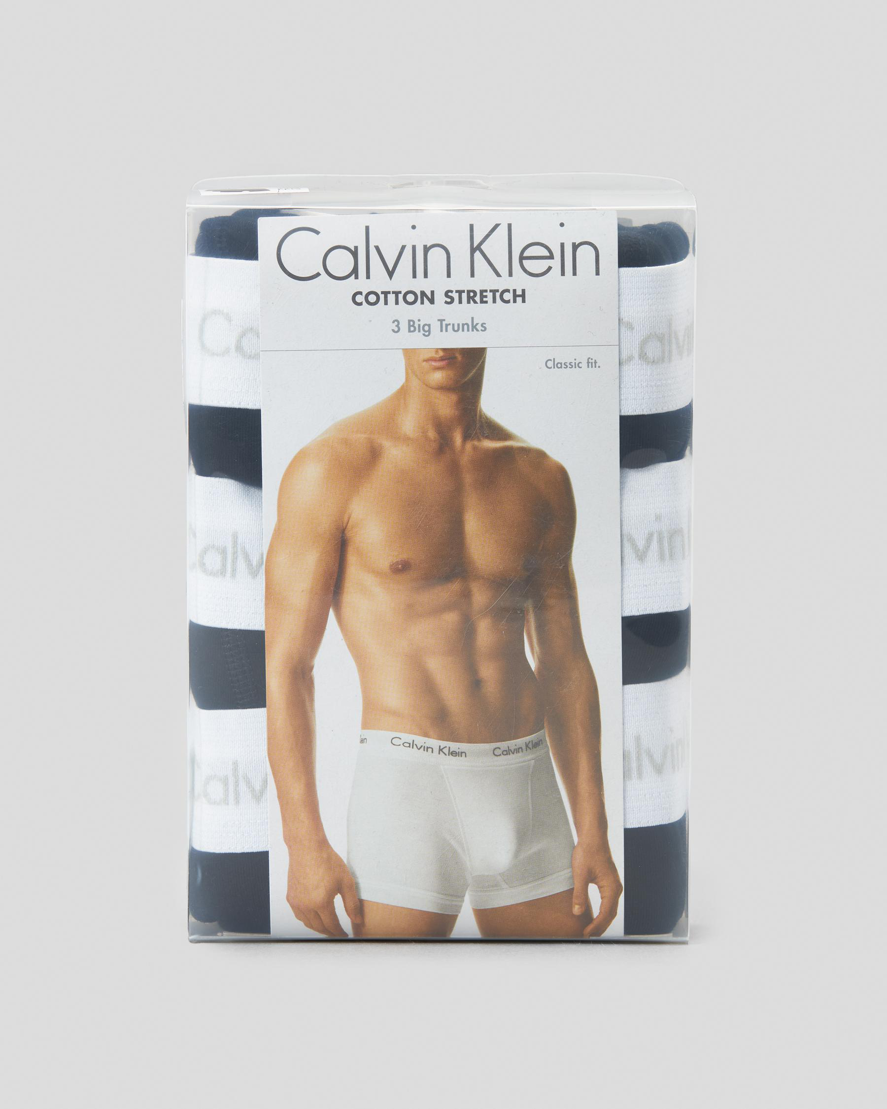 Shop Calvin Klein Cotton Stretch Trunk 3 Pack In Black Fast Shipping