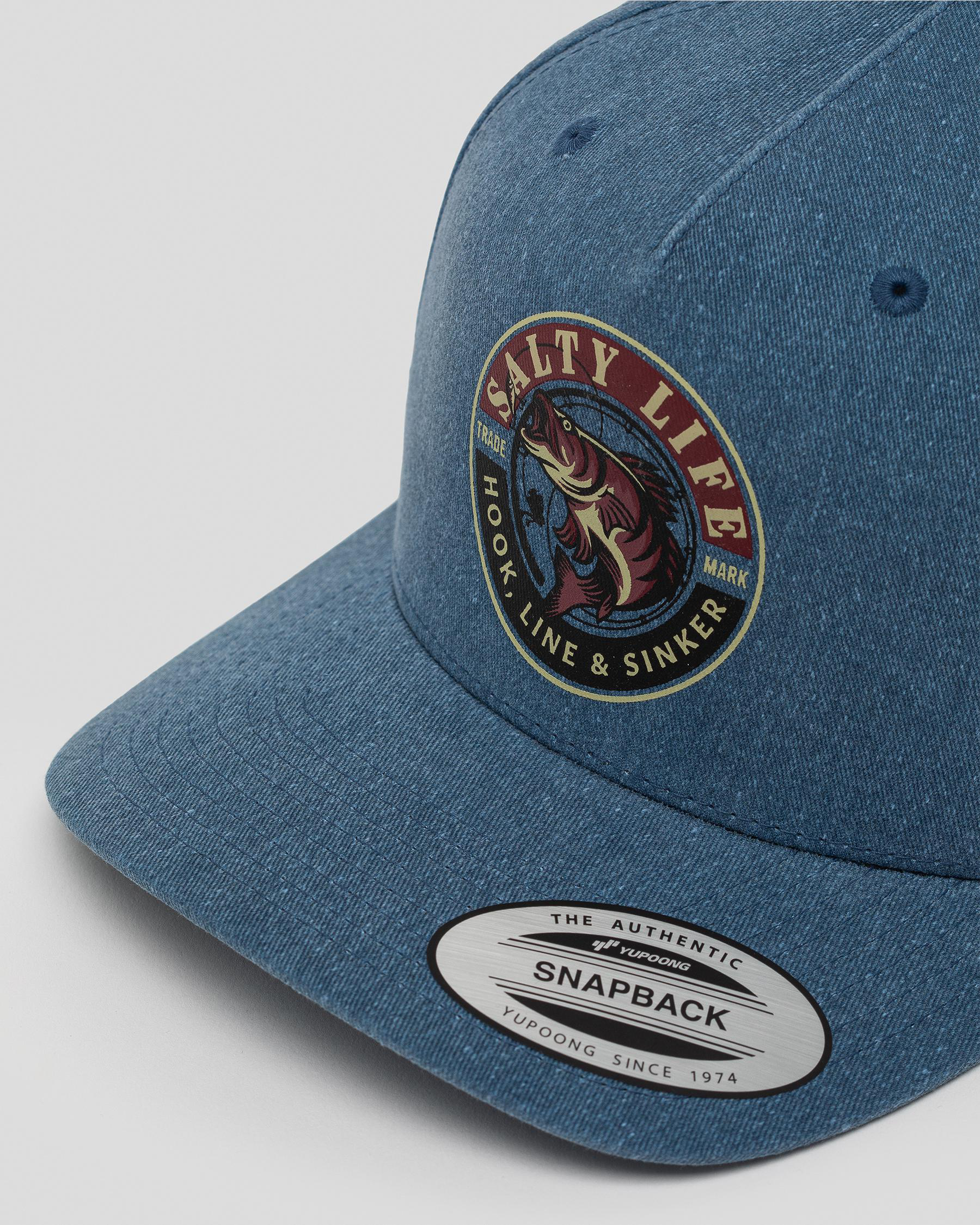 Shop Salty Life Catcher Snapback Cap In Washed Blue - Fast Shipping ...
