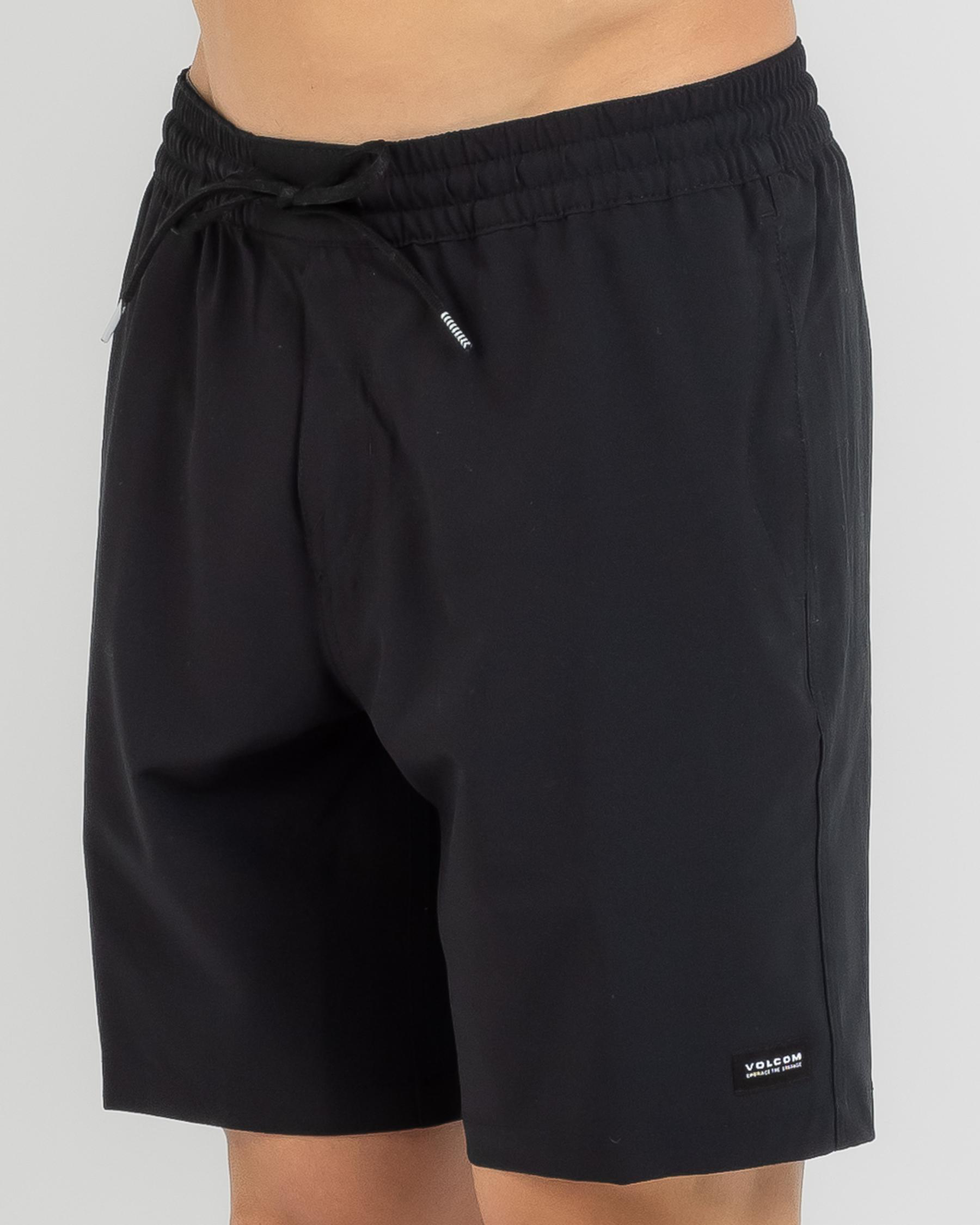 Shop Volcom Stones Hybrid 18" Elastic Waist Shorts In Black - Fast ...