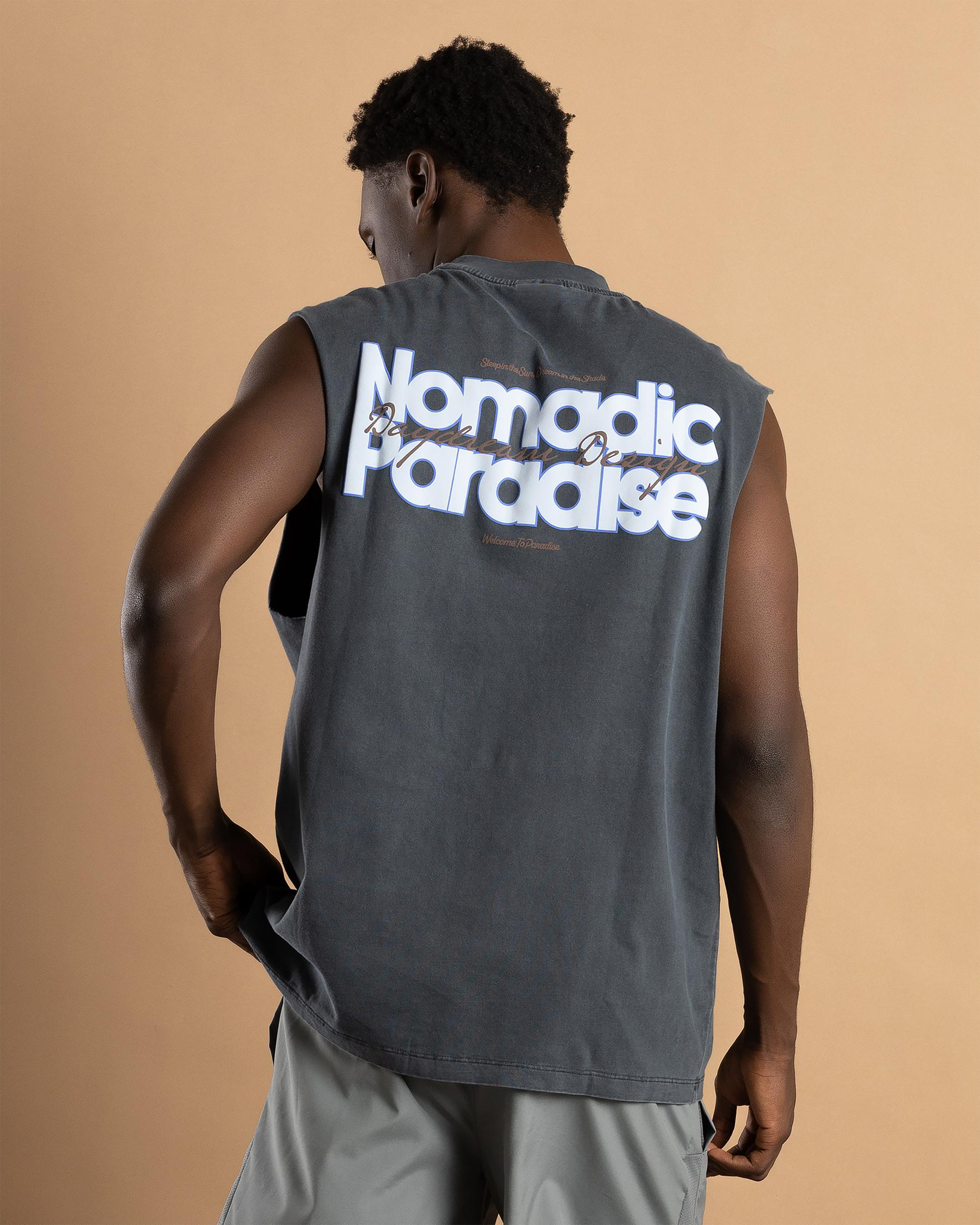 Shop Nomadic Paradise Daydream Street Muscle Tank In Pigment Anthracite Black - Fast Shipping ...