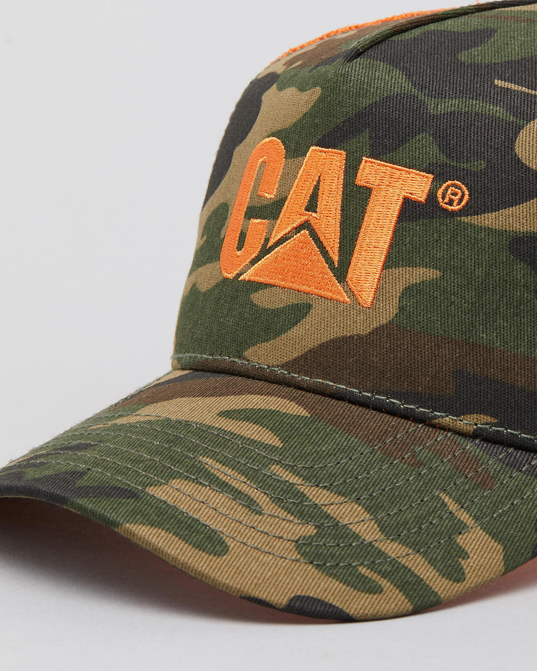 Shop Cat Foundation Design Mark Mesh Cap In Woodland Camo - Fast ...