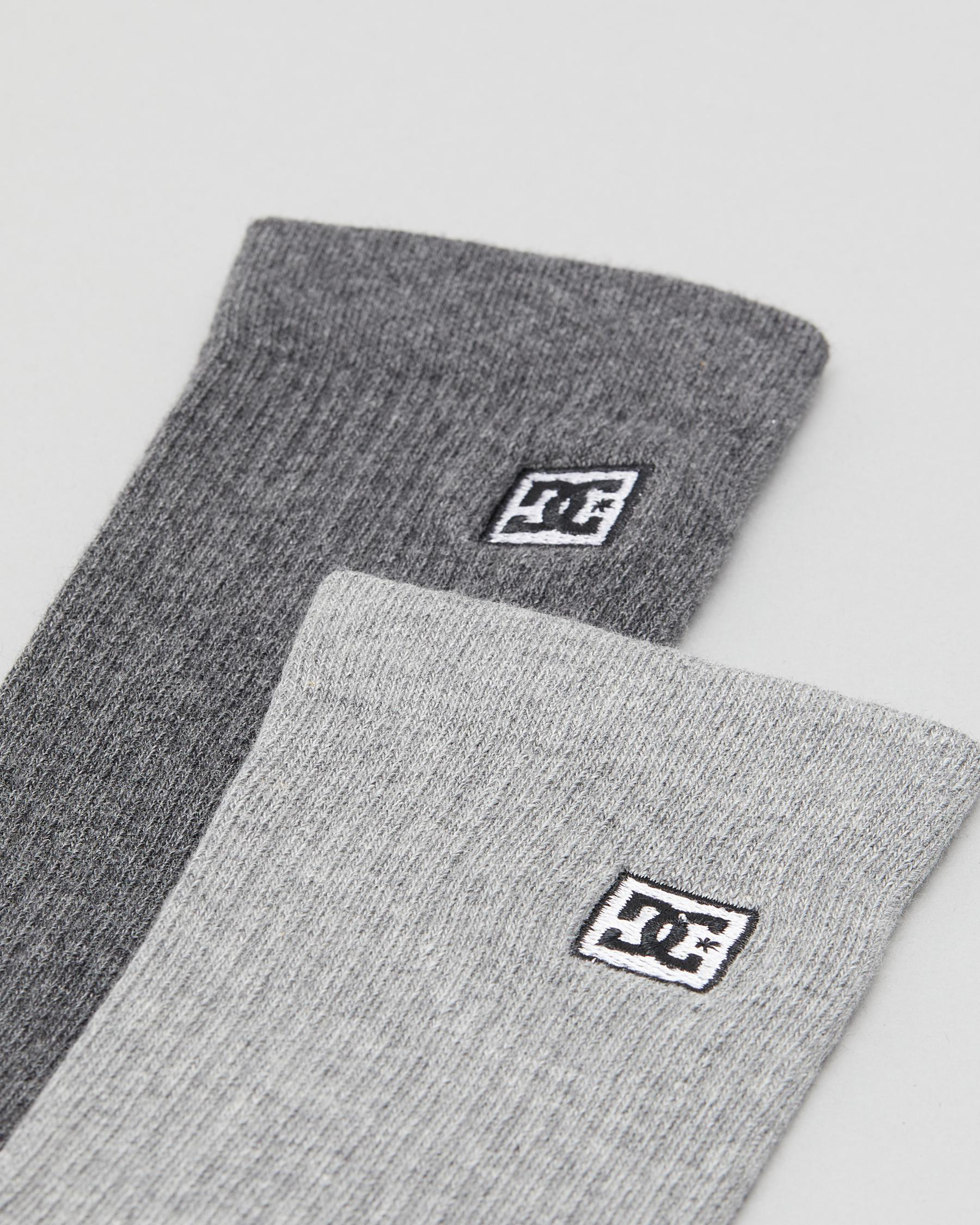 Shop DC Shoes DC Shoe Co Crew Socks 2 Pack In Light Grey Heather - Fast ...