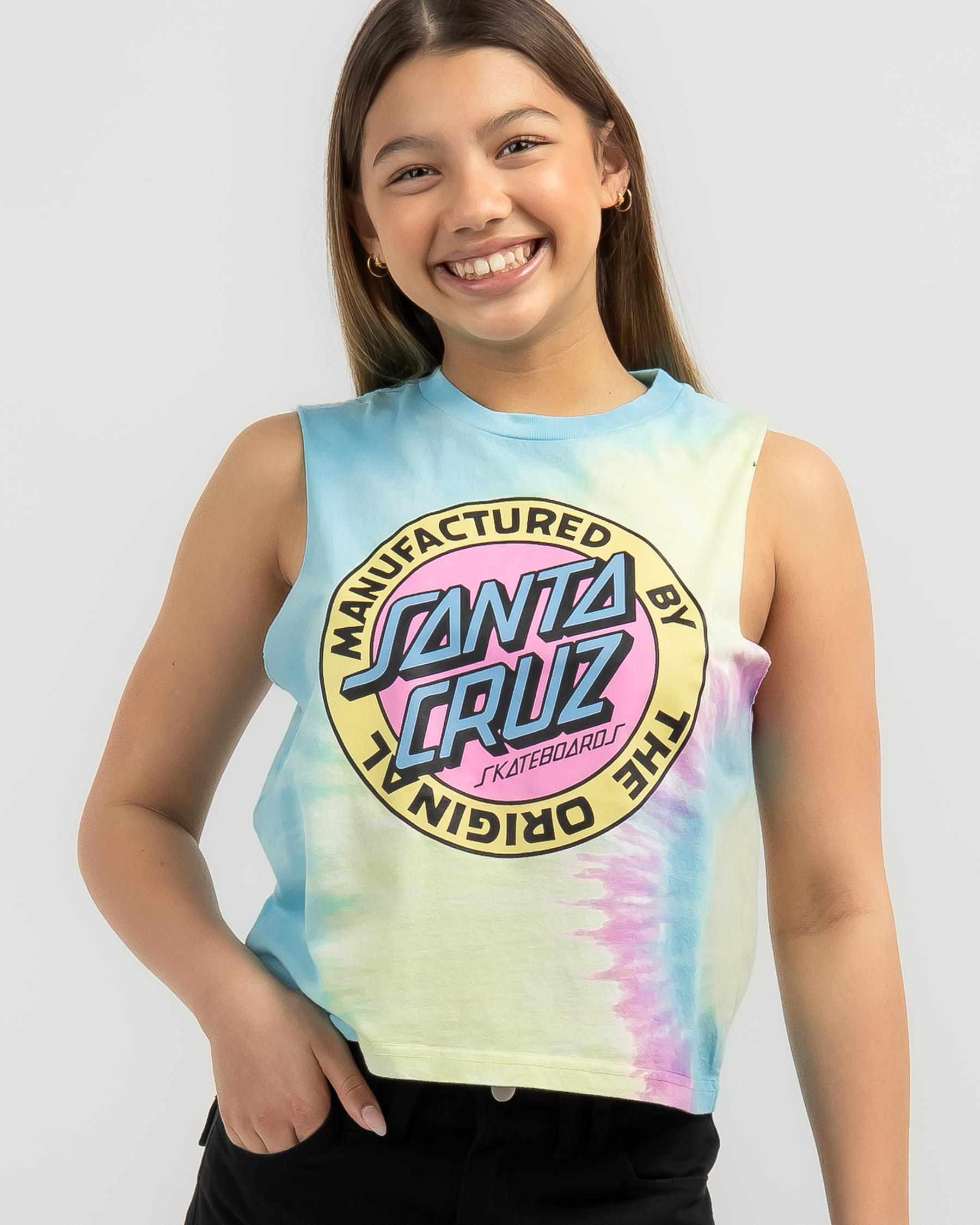 Shop Santa Cruz Girls' MFG Dot Front Tank Top In Orchid Tie Dye - Fast ...