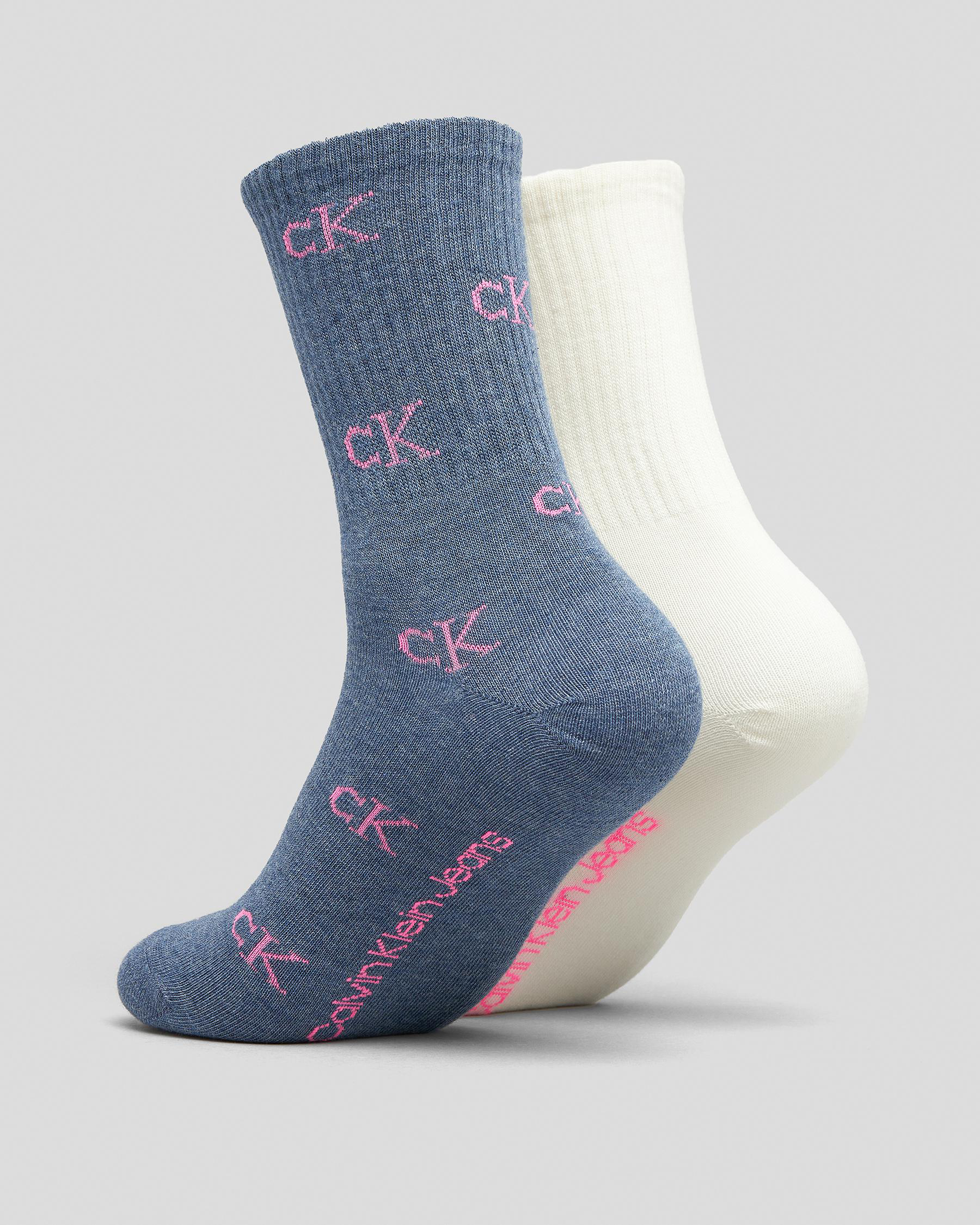 Shop Calvin Klein Womens Allover Monogram Casual Crew Sock Pack In ...
