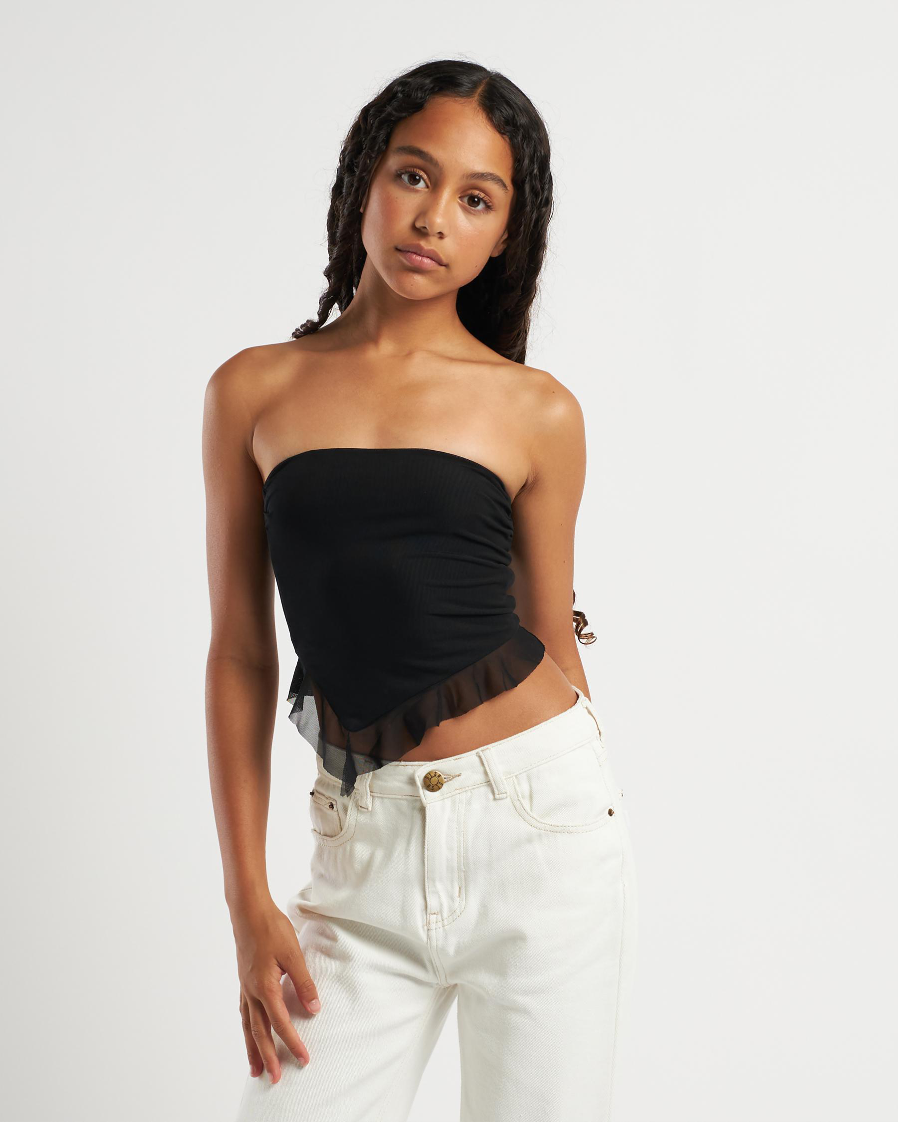 Shop Ava And Ever Girls' Troy Mesh Tube Top In Black - Fast Shipping ...