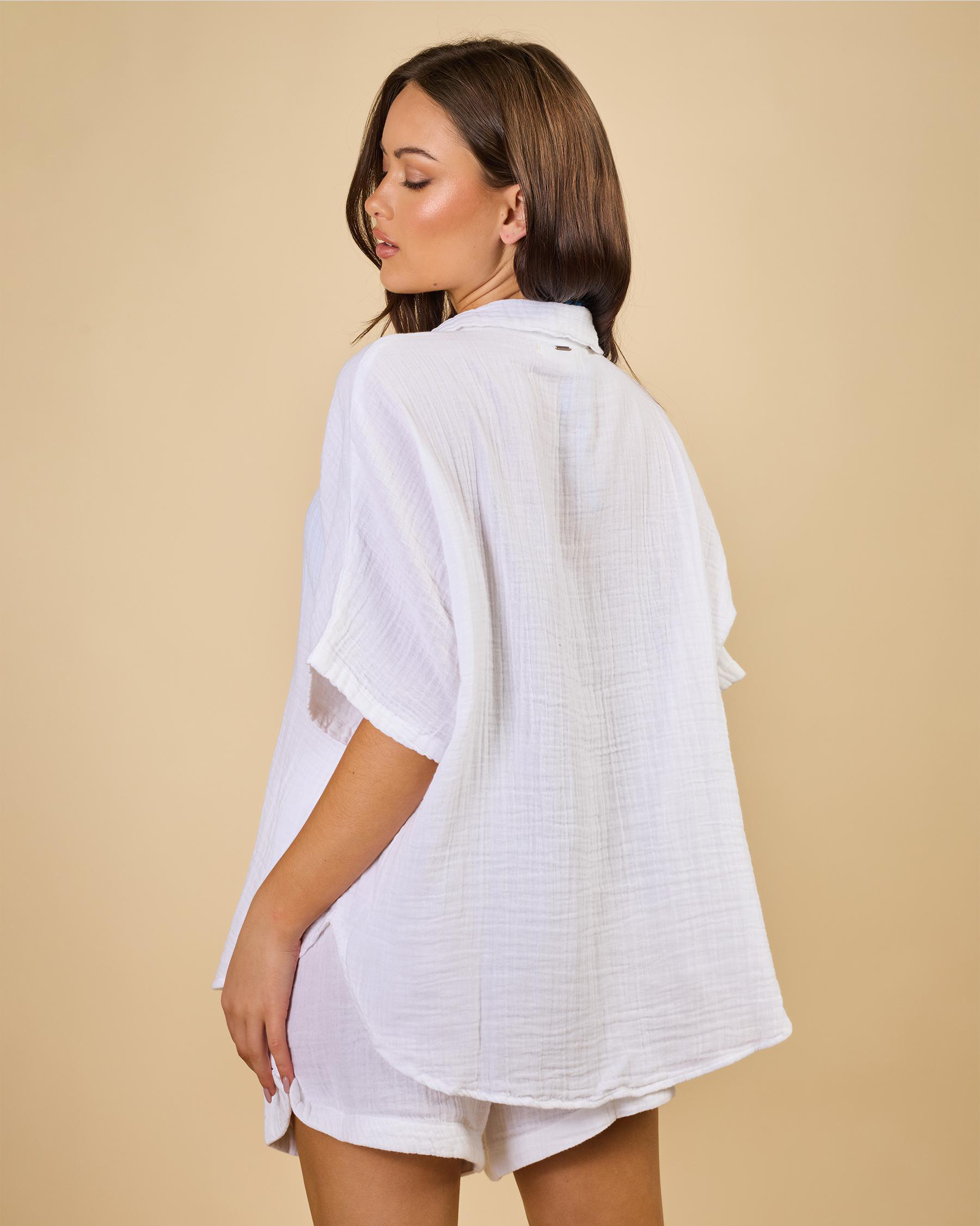 Shop Rip Curl Premium Surf Short Sleeve Shirt In White - Fast Shipping ...