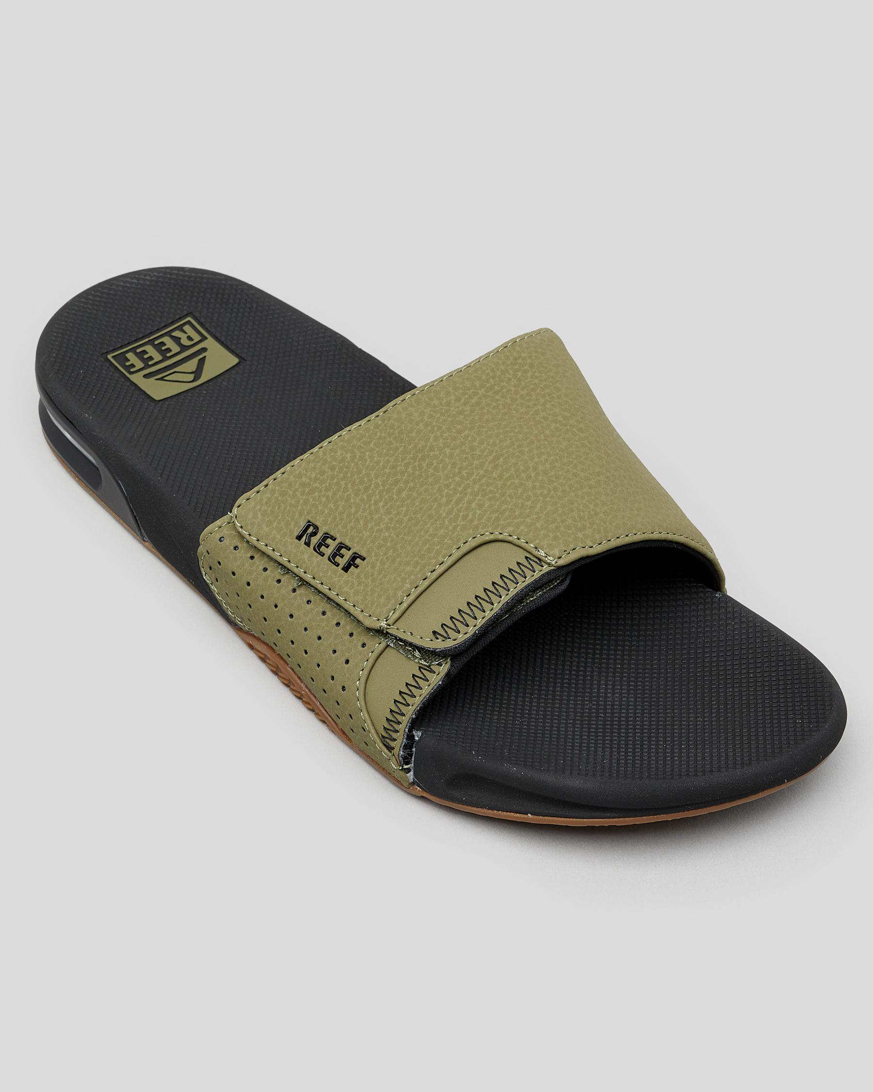 Shop Reef Fanning Slides In Olive/gum - Fast Shipping & Easy Returns ...